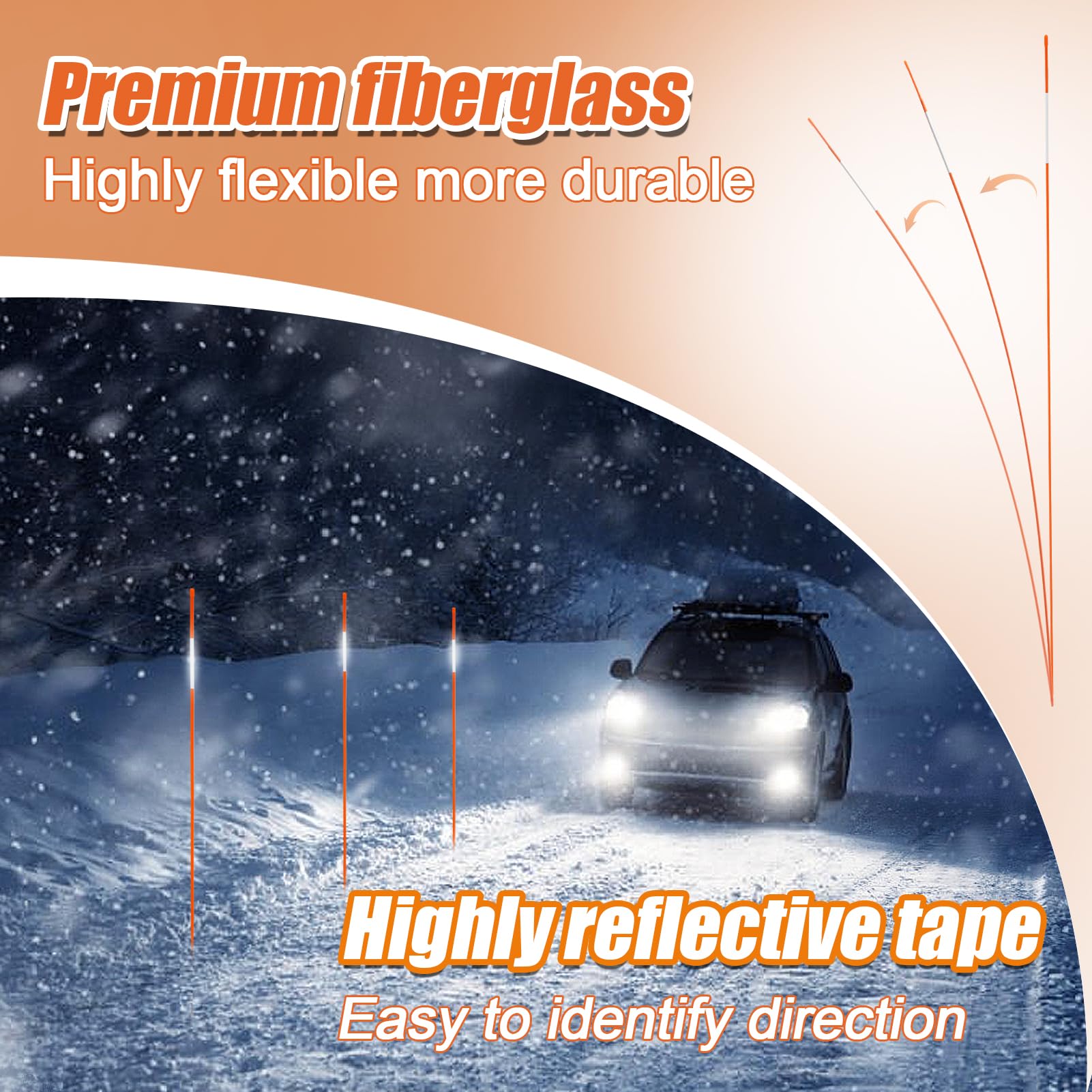 Snapklik.com : 100 Pack 48 Inch Driveway Markers- Fiberglass Snow Plow ...