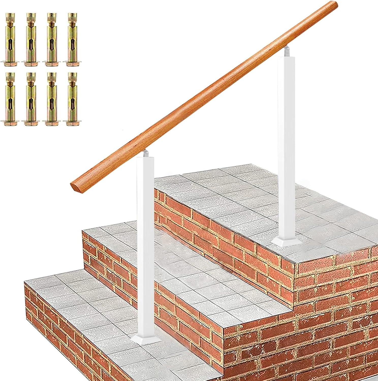 Amazon.co.jp: Outdoor Stair Railing - Complete Kit - Solid Wood Stair ...