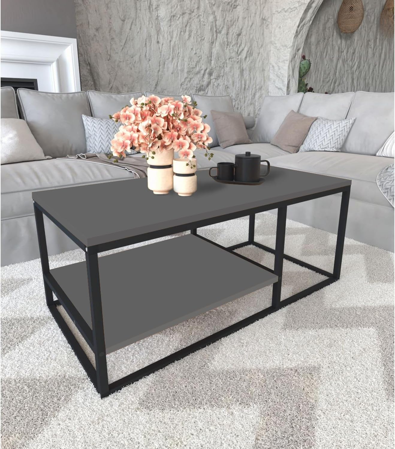 Amazon.com: 2-Tier Compact Coffee Table - Ideal Living Room Center ...