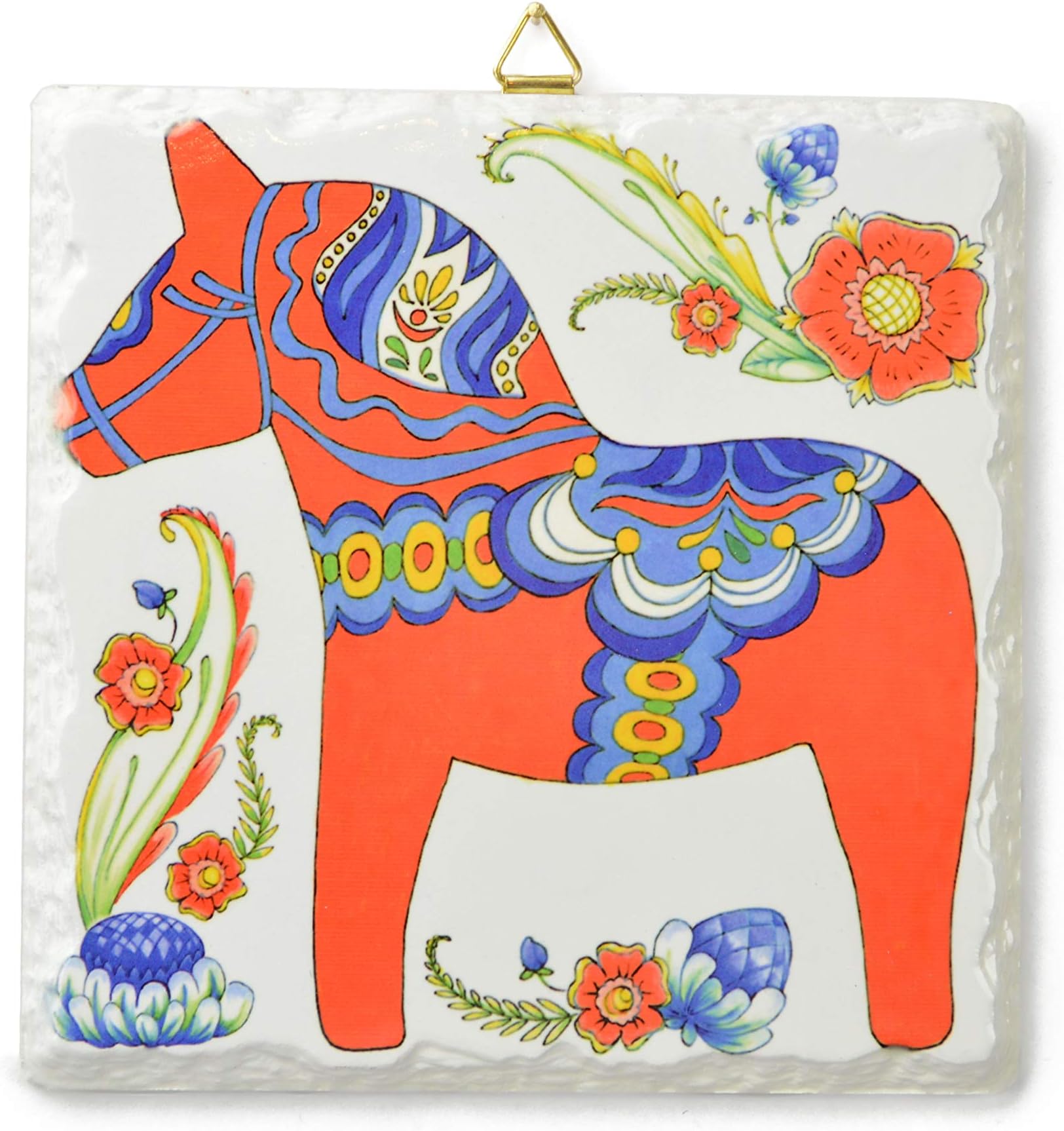 Amazon.com : Decorative Swedish Orange-Red Dala Horse Artwork with ...
