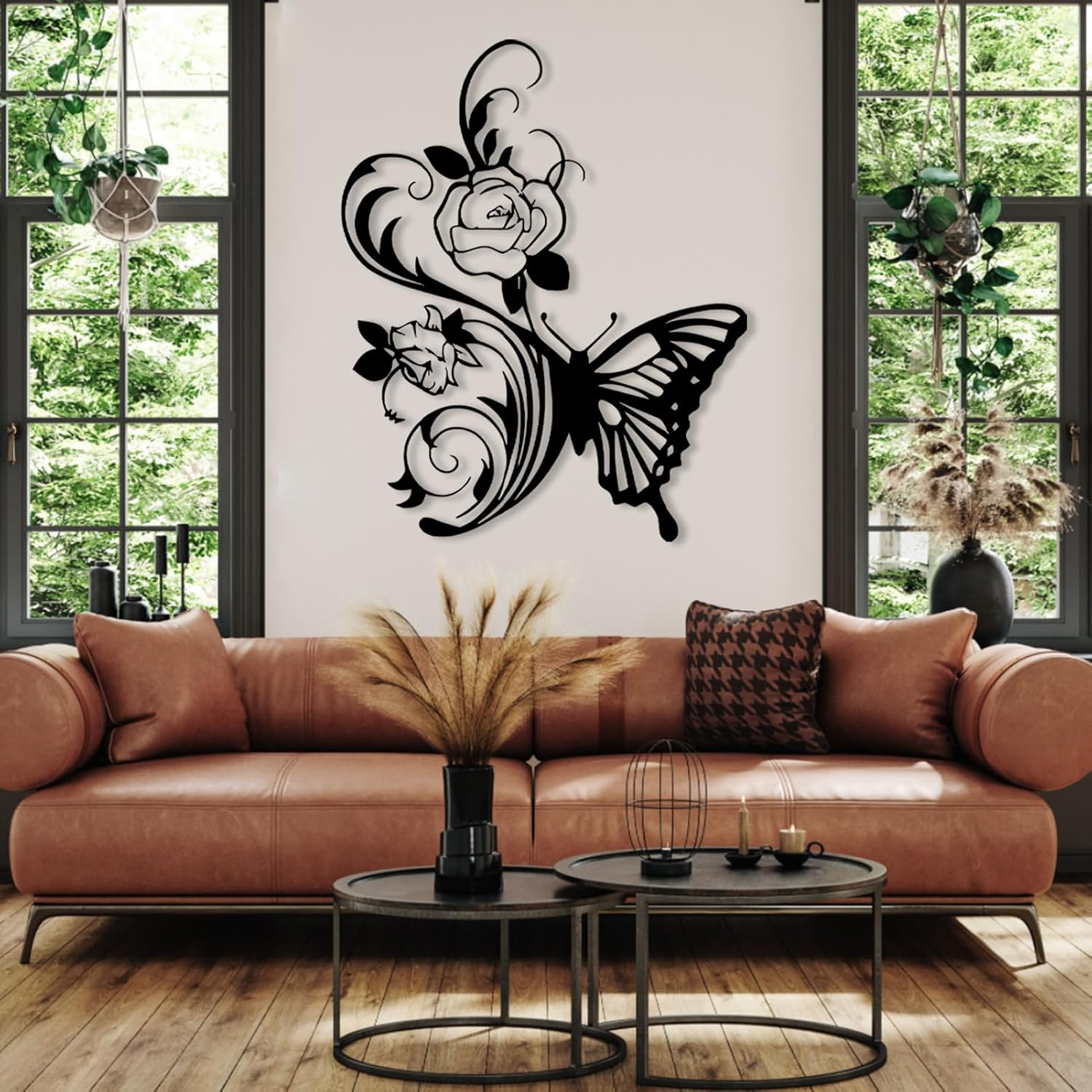 Amazon.com: RUNBOAT Metal Flower Butterfly Wall Art - Butterfly And ...
