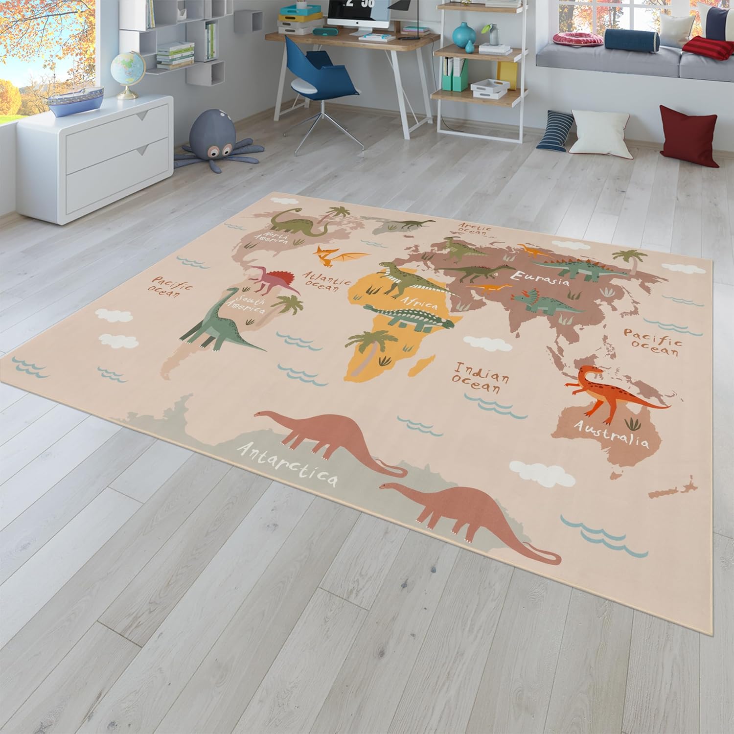 Amazon.com: Paco Home Kids Rug Dinosaurs Play Mat with Educational ...