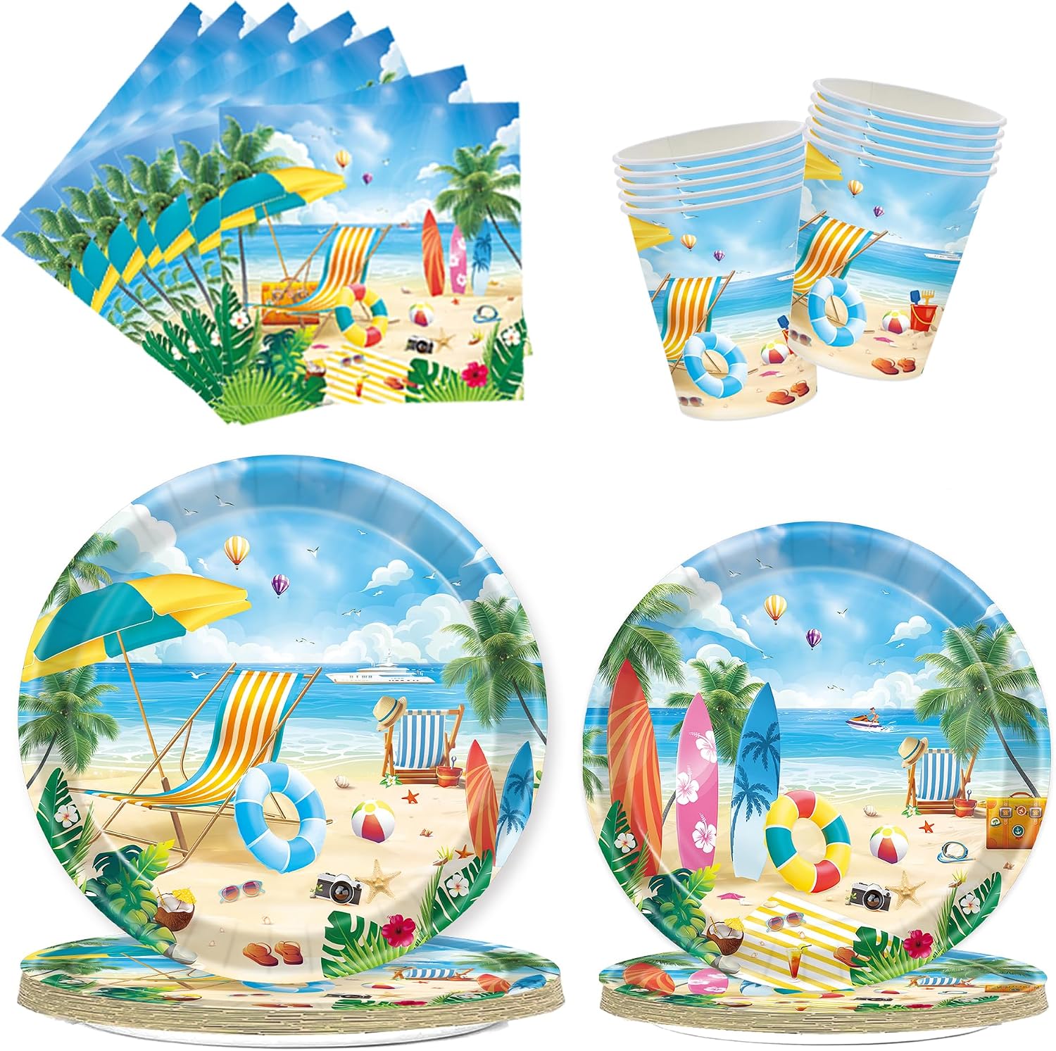 50PCS Beach Party Supplies Hawaiian Party Decorations Beach Paper ...