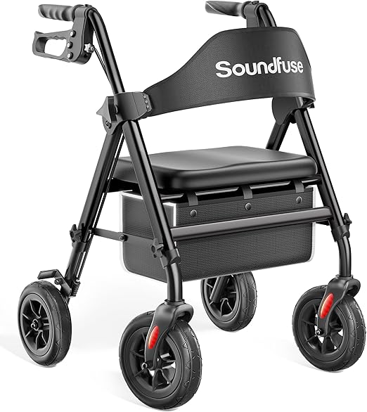 Amazon.com: SOUNDFUSE Rollator Walkers for Seniors with Seat, Foldable ...
