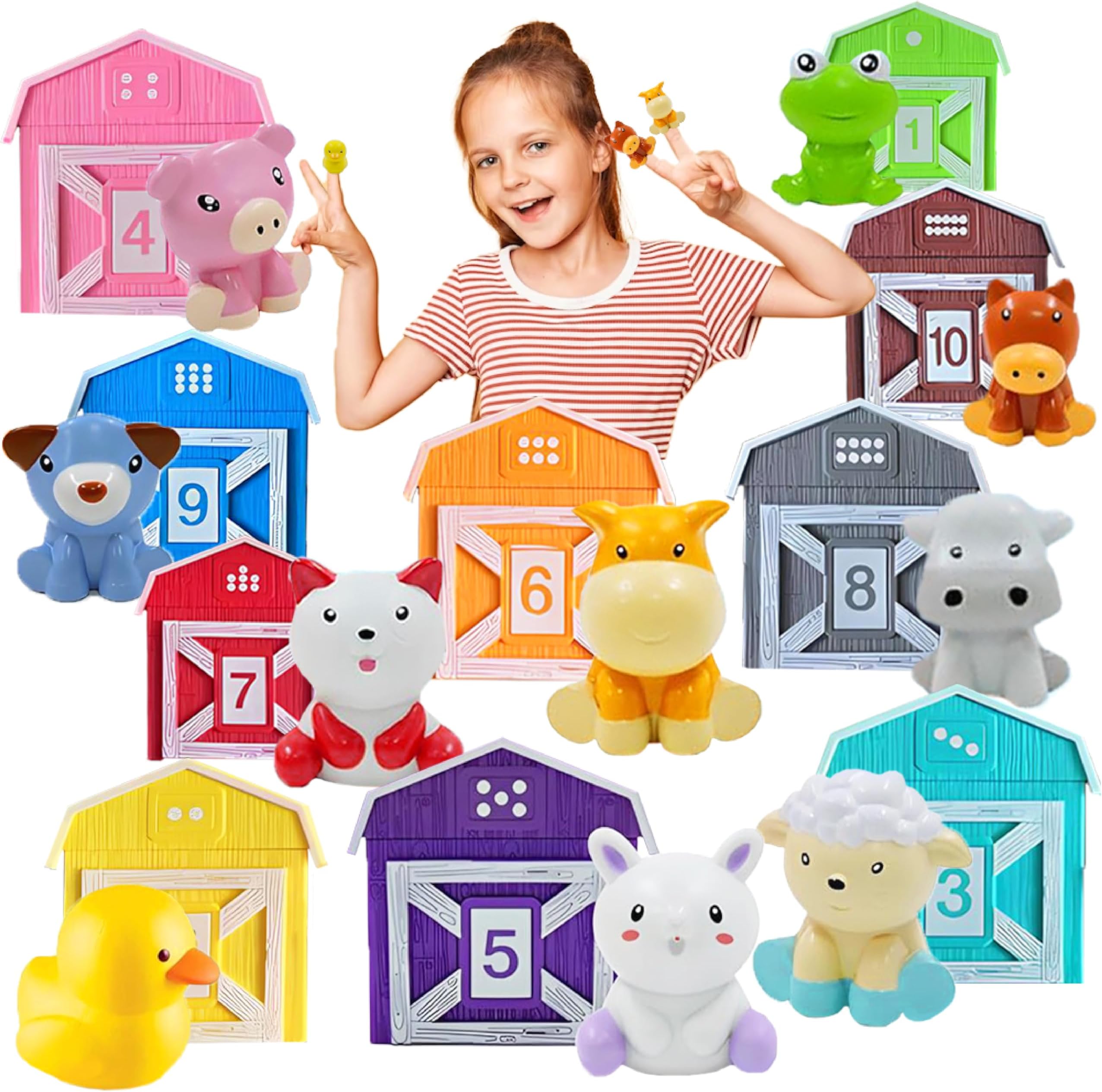Learning Toy for Toddlers 1 2 3+ Years Old, 20 PCS Farm Animal Barn Toy ...