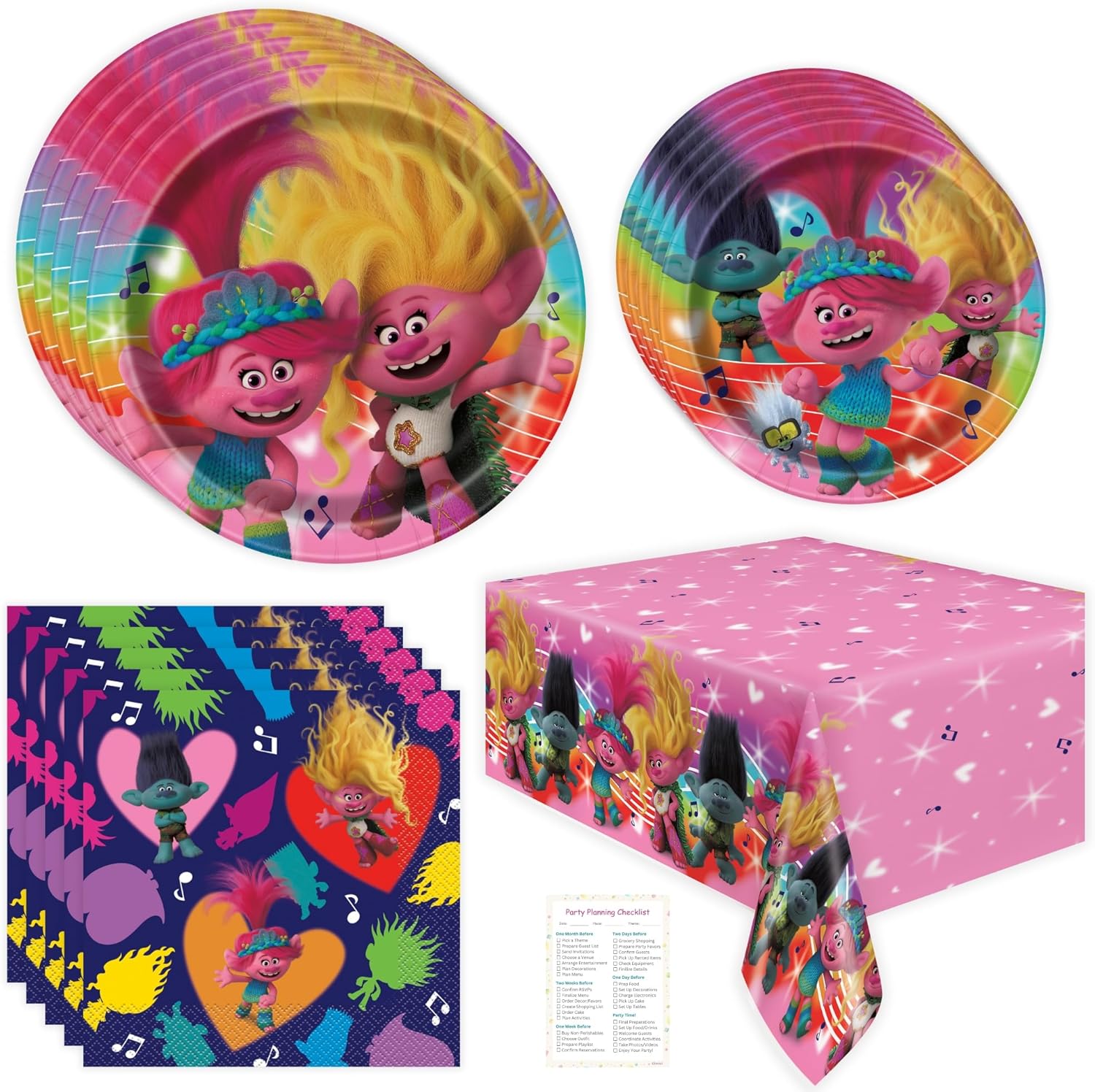 Amazon.com: Unique Trolls Birthday Party Decorations Set for 8 Guests ...