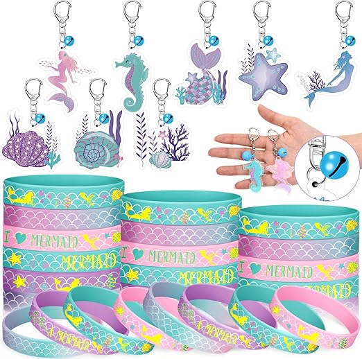 Amazon.com: Aoriher 48 Pcs Mermaid Party Favors 24 Mermaid Bell ...