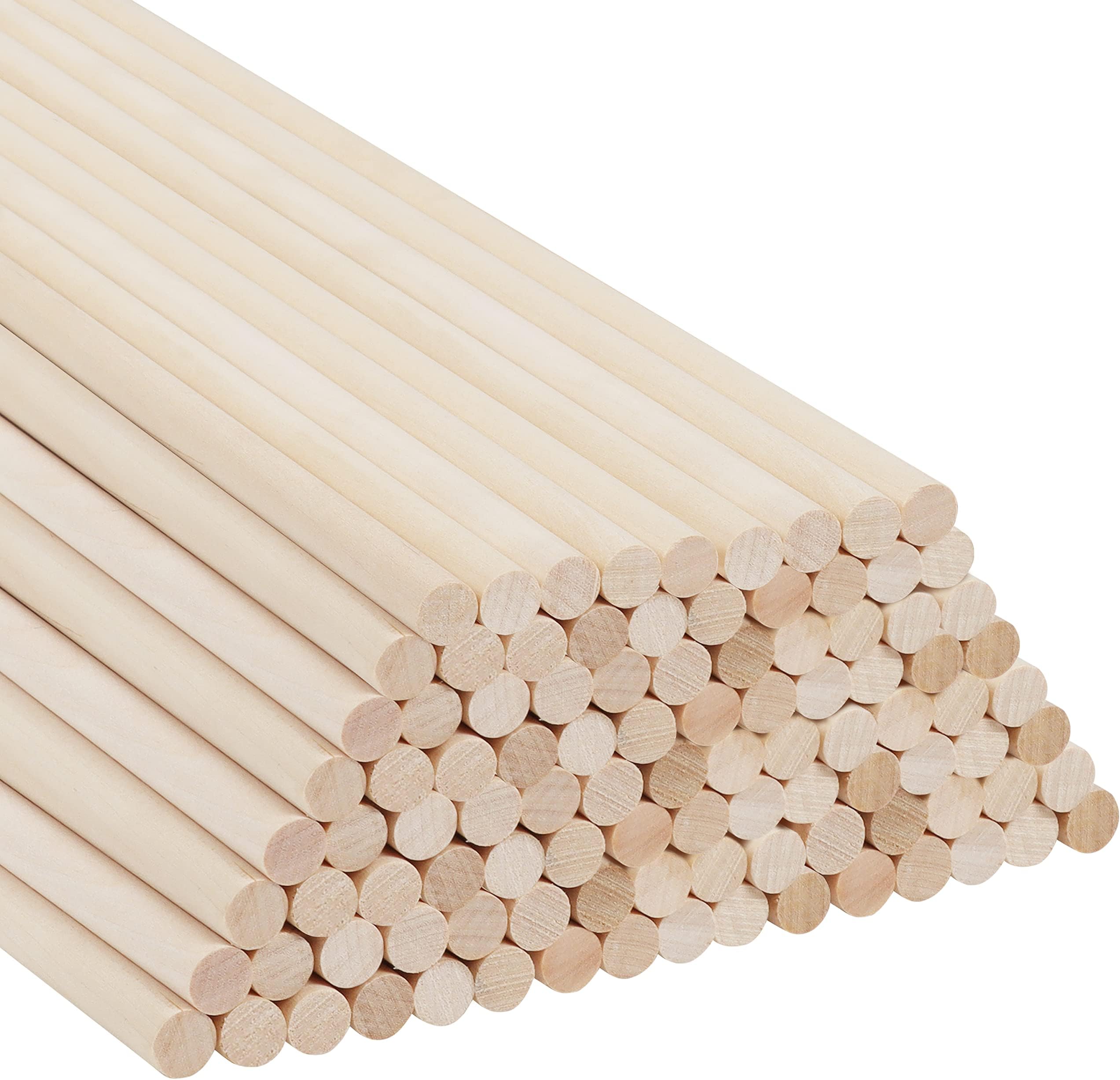 Belle Vous 100 Pack Natural Round Bamboo Dowel Rods - 30cm / 12 Inches ...