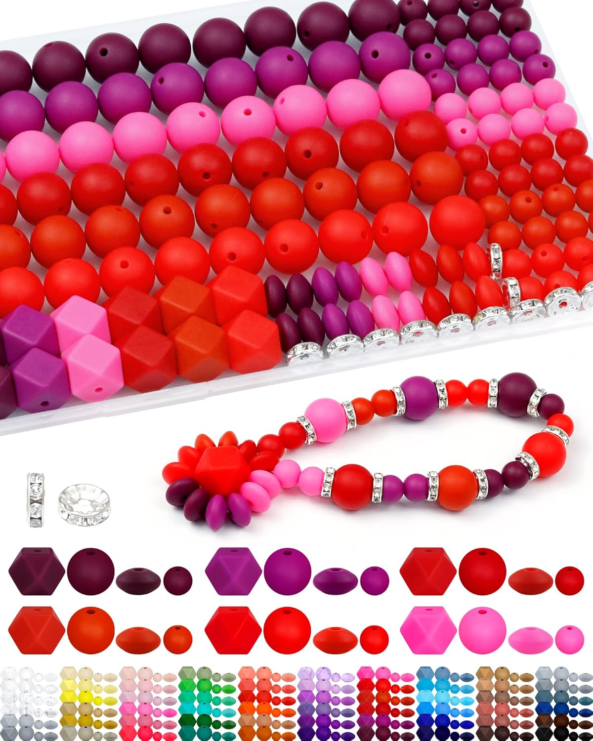 Amazon.com: 172PCS FIVEIZERO Silicone Beads for Keychain Making, 6 Mixed Colors Silicone Focal ...