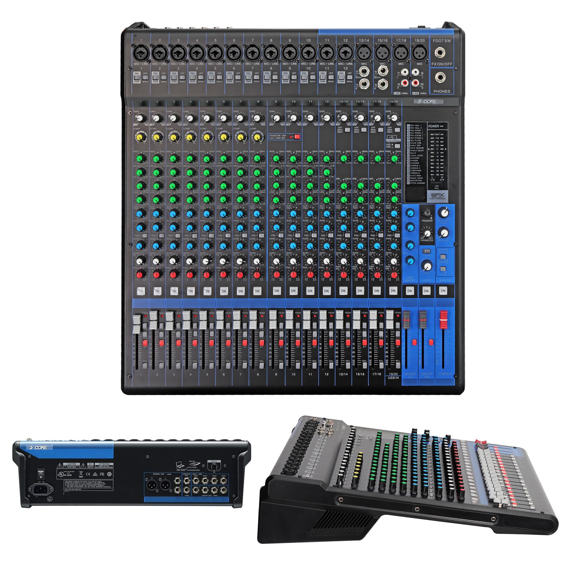 Amazon.com: 5 Core Audio Dj Mixer 20 Channel Professional Stereo Sound ...