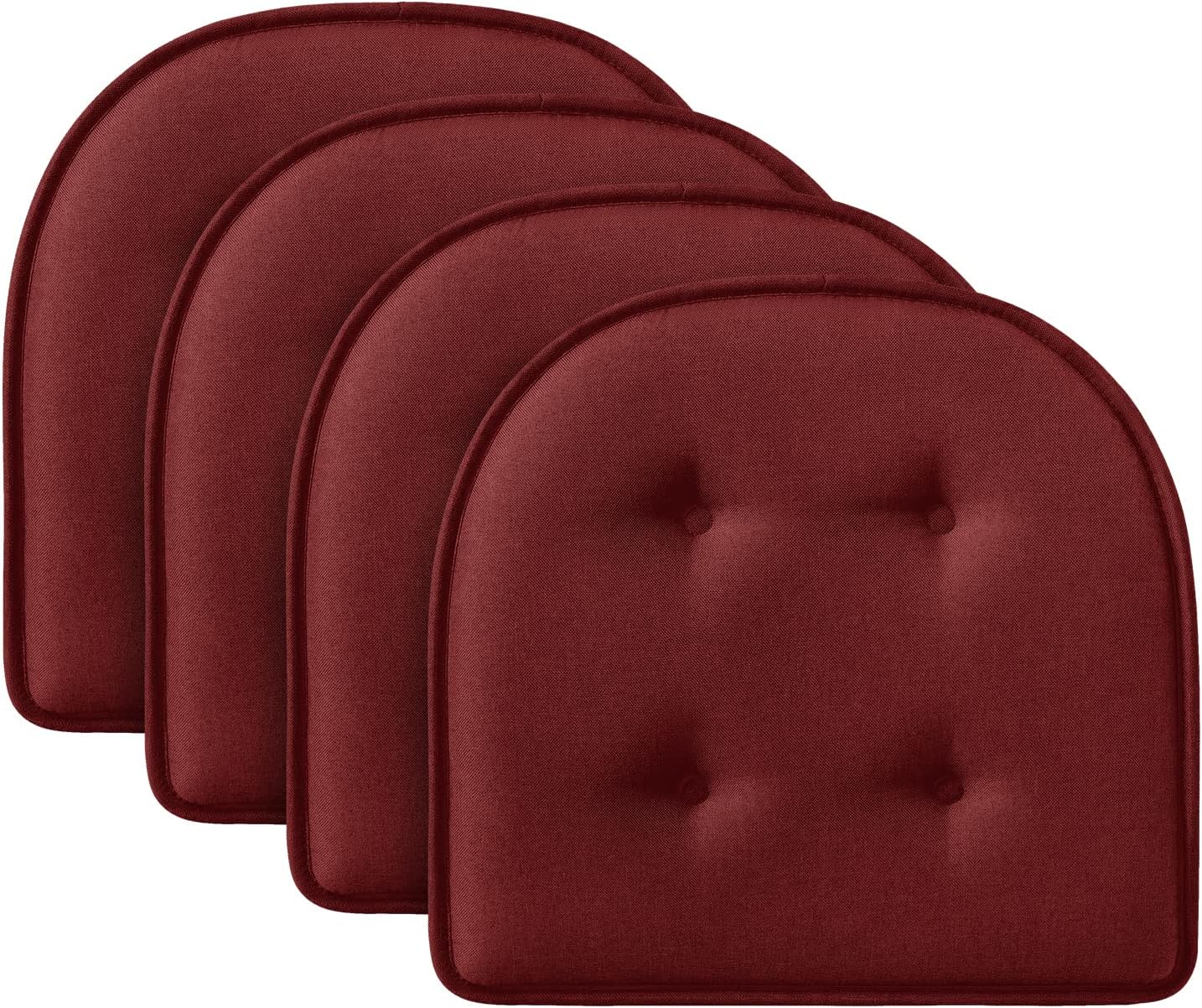 Basic Beyond Chair Cushions for Dining Chairs 4 Pack, Memory Foam Chair ...