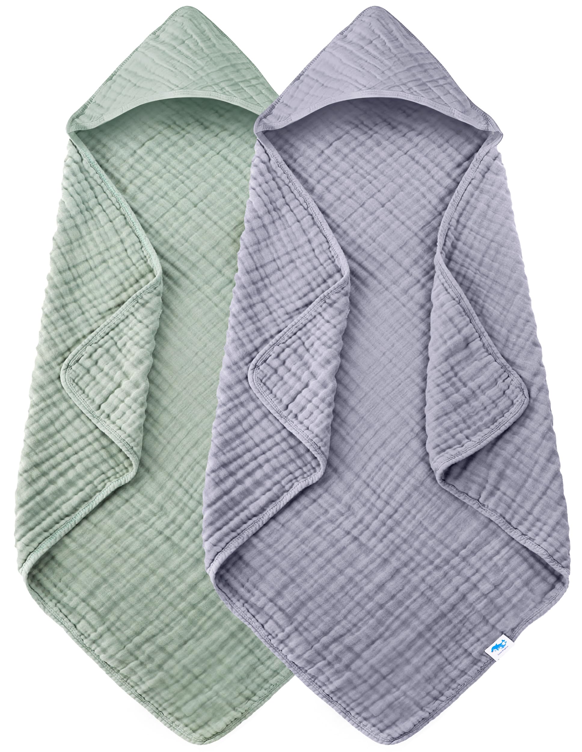 Amazon.com: SWEET DOLPHIN Muslin Hooded Baby Bath Towels - 2 Pack 100% ...