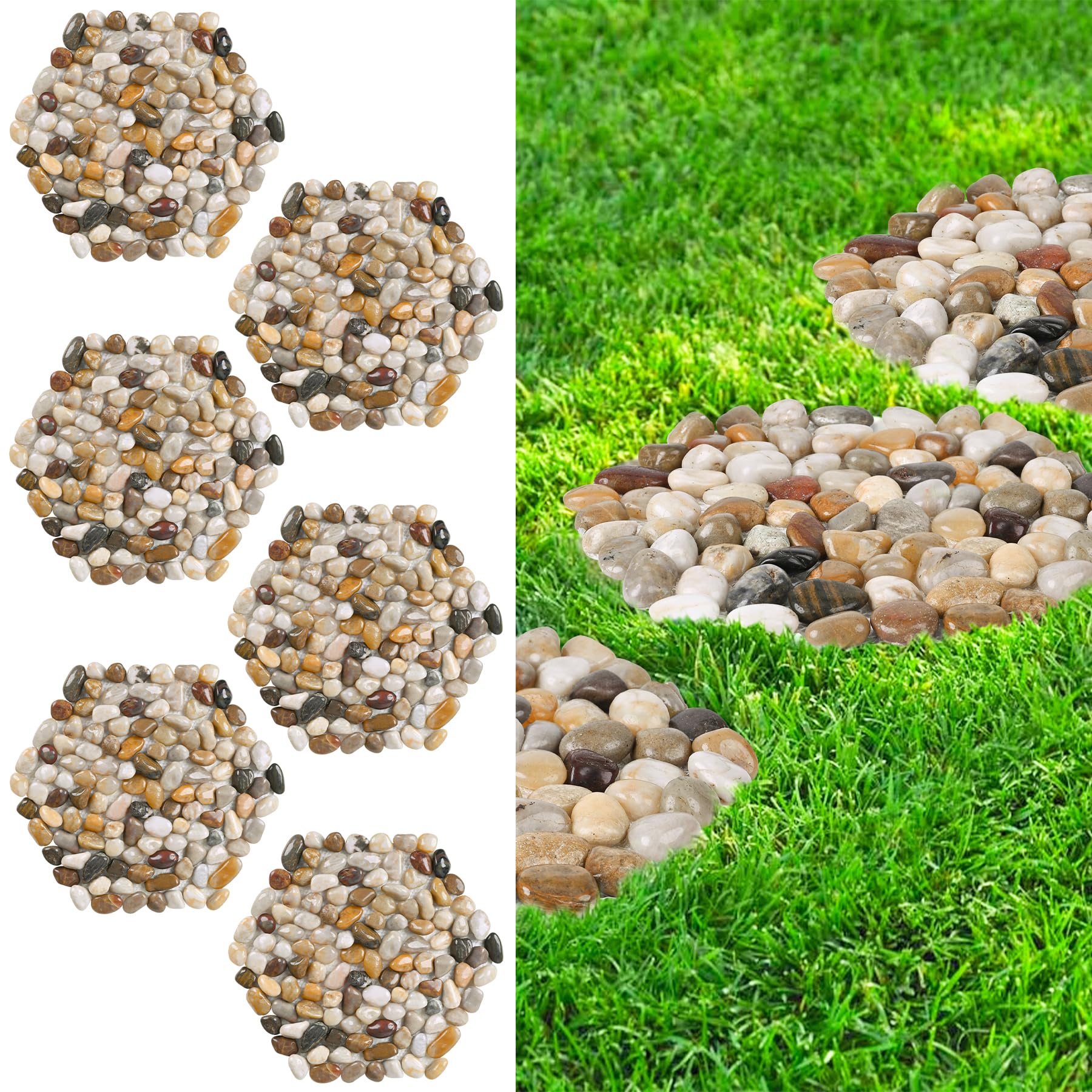Snapklik.com : Dojobkinb River Rock Stepping Stones Outdoor For Garden ...