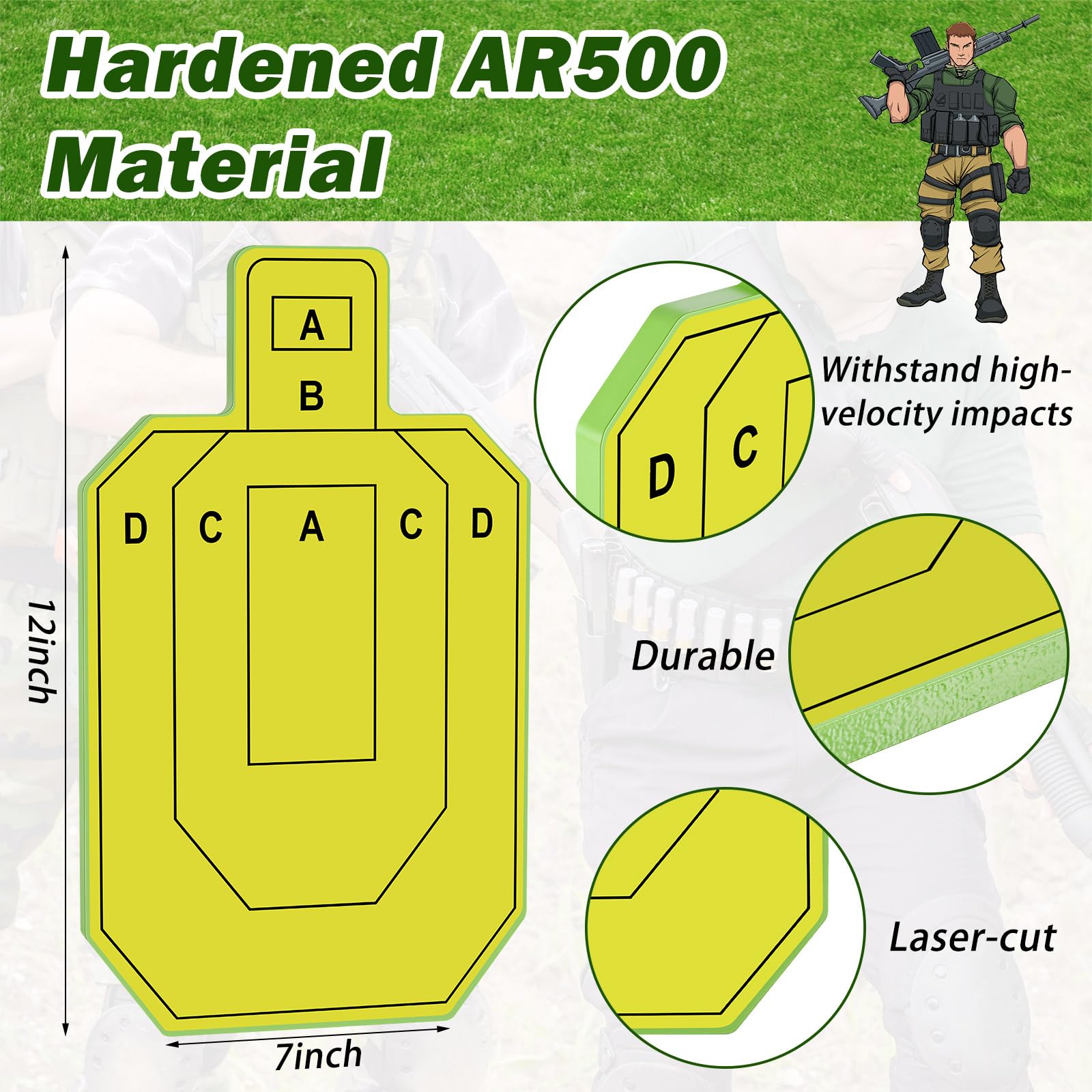 Ar500 Steel Target, 3/8" Thick Shooting Metal Target with, Gong ...