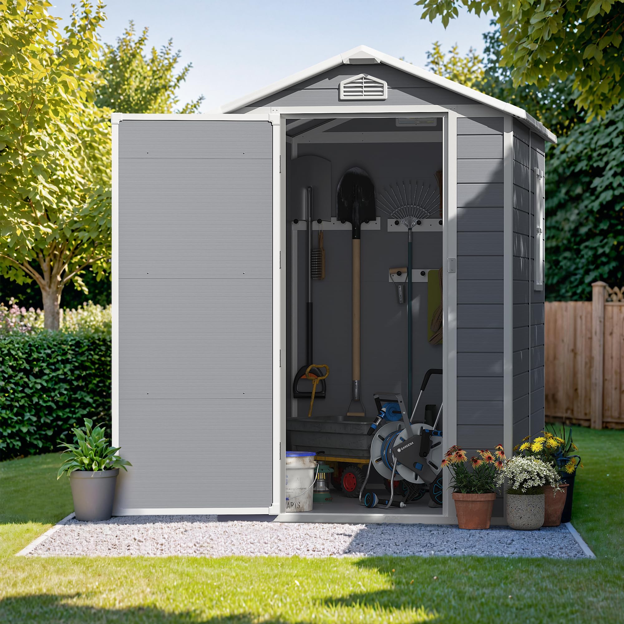 Snapklik.com : Greesum 6X4FT Resin Outdoor Storage Shed, All Weather ...
