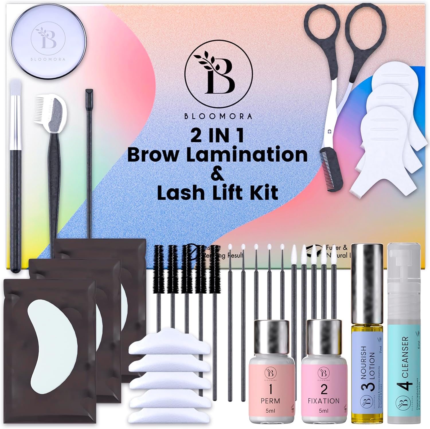 Lash Lift & Eyebrow Lamination Kit, 2-in-1 Solution, At Home Brow ...
