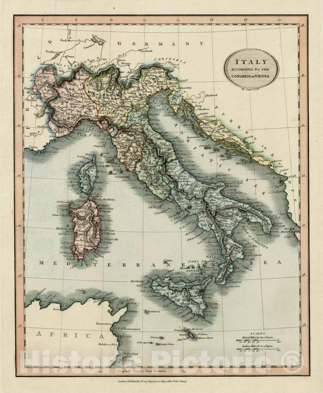 Amazon.com: Historic Map : Italy According to The Congress of Vienna ...