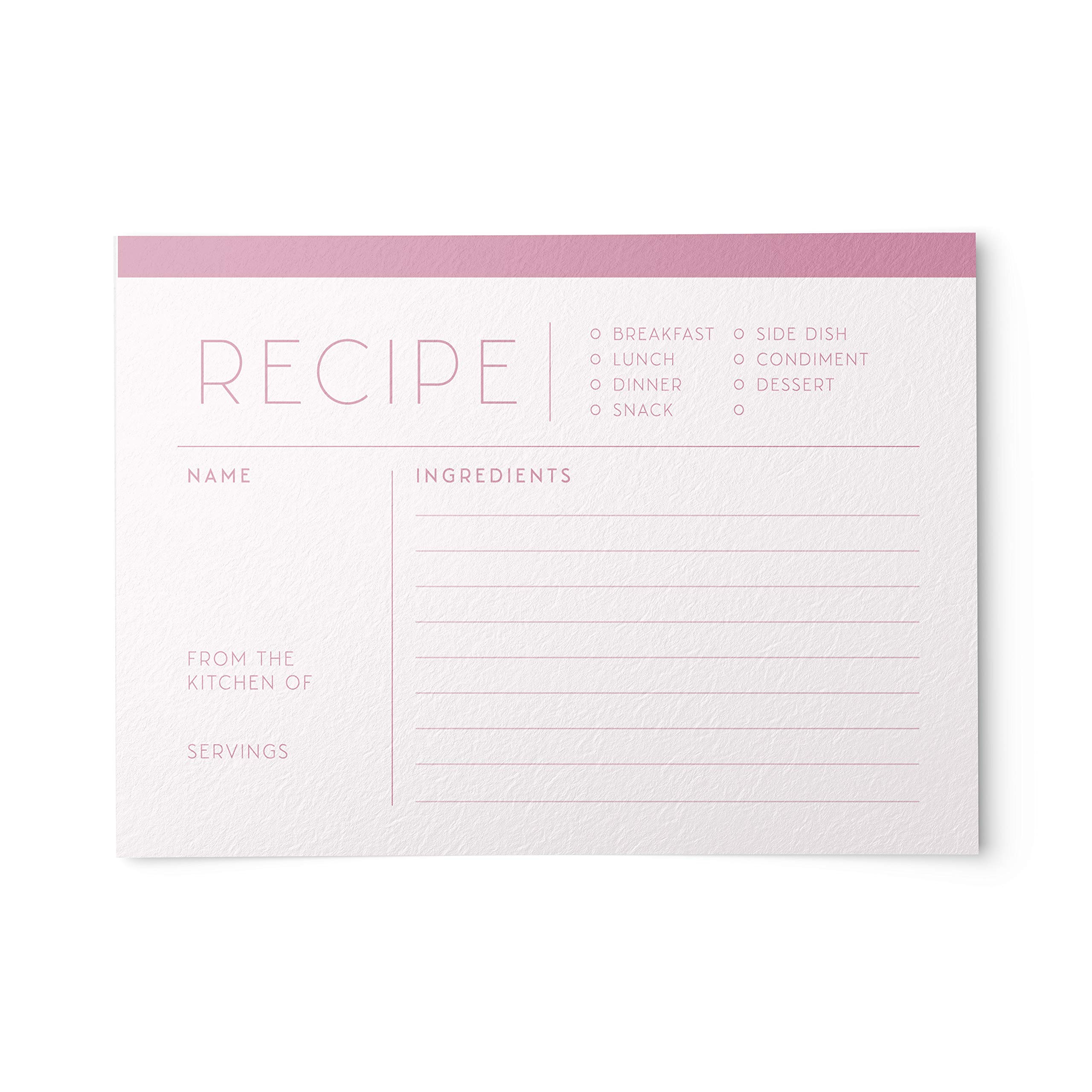 Amazon.com: 48 Water Resistant Pink Recipe Cards, Simple & Modern ...