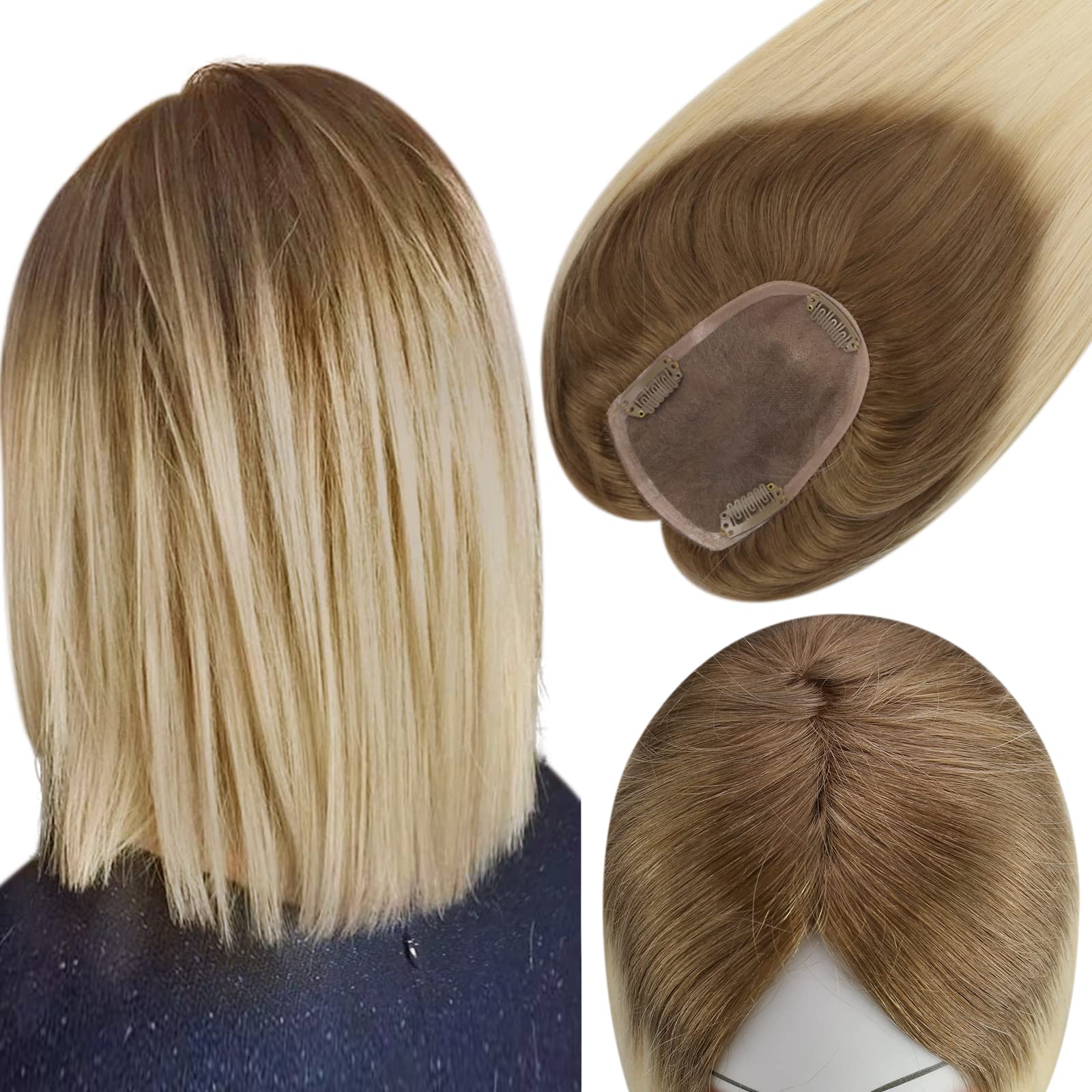 Amazon.com : Full Shine Hair Toppers 18 Inch Straight Real Human Hair ...