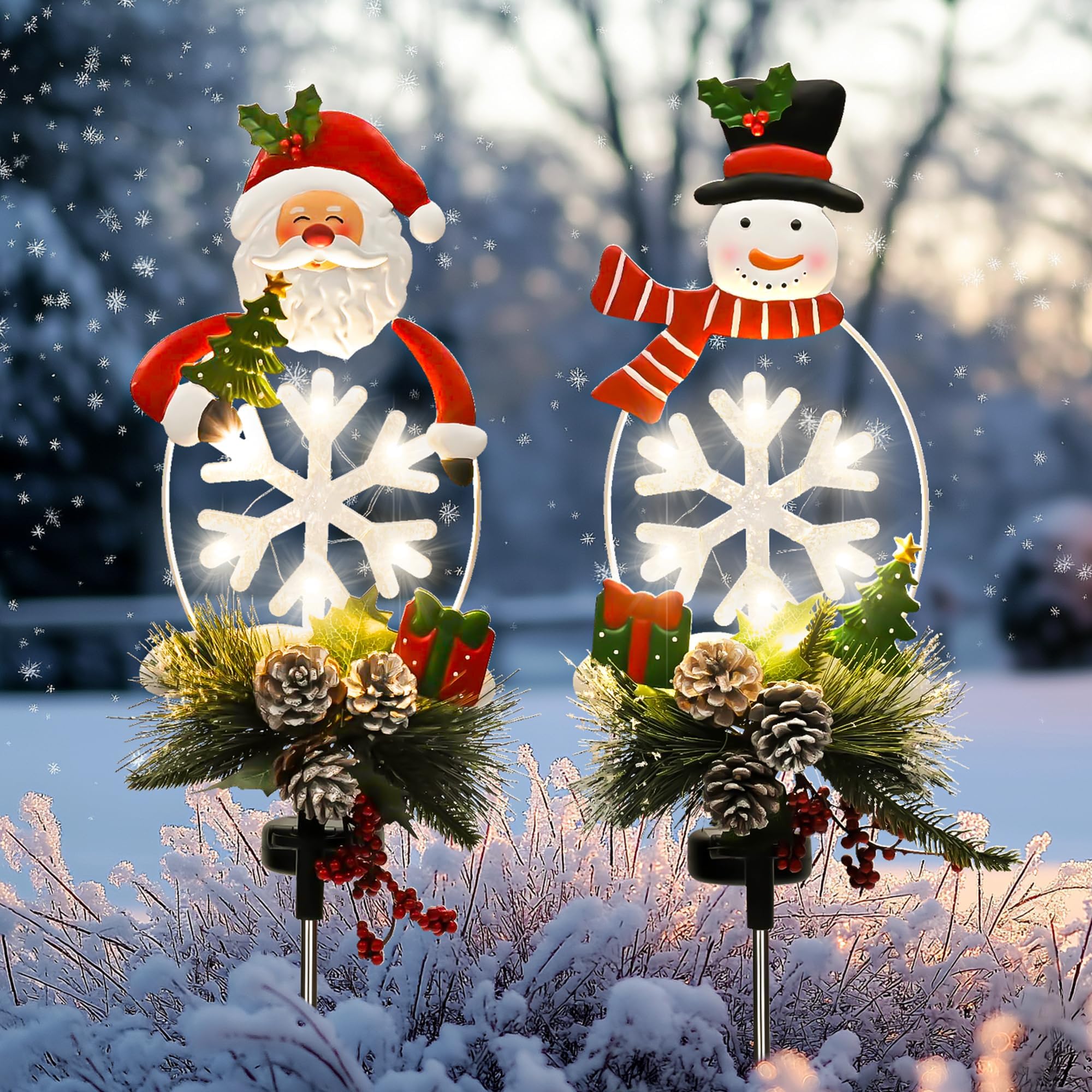 Amazon.com: VIHOSE 4 Pcs Christmas Stake Decor, Outdoor Solar Light ...