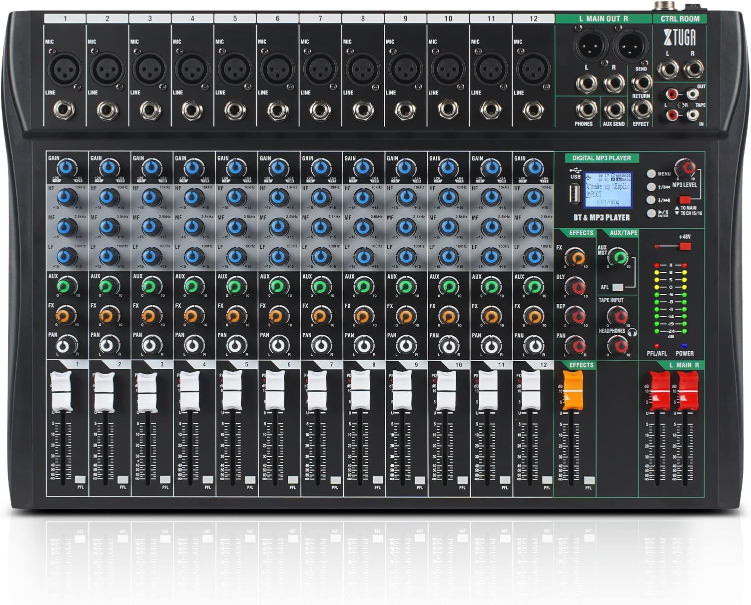Amazon.com: XTUGA CT120 12-Channel Professional Audio Mixer for ...
