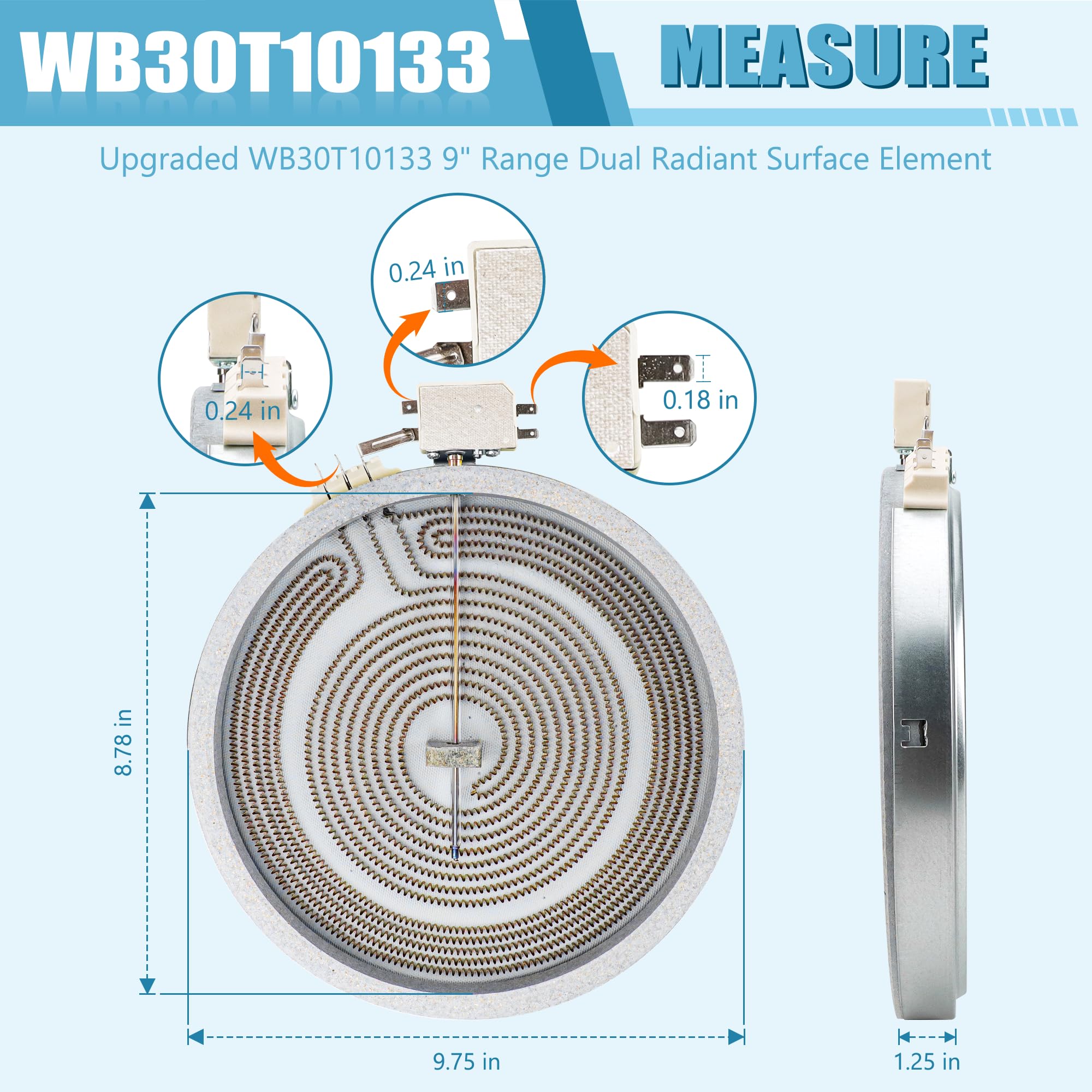 Snapklik.com : Upgraded WB30T10133 9 Inch Dual Radiant Surface Element ...