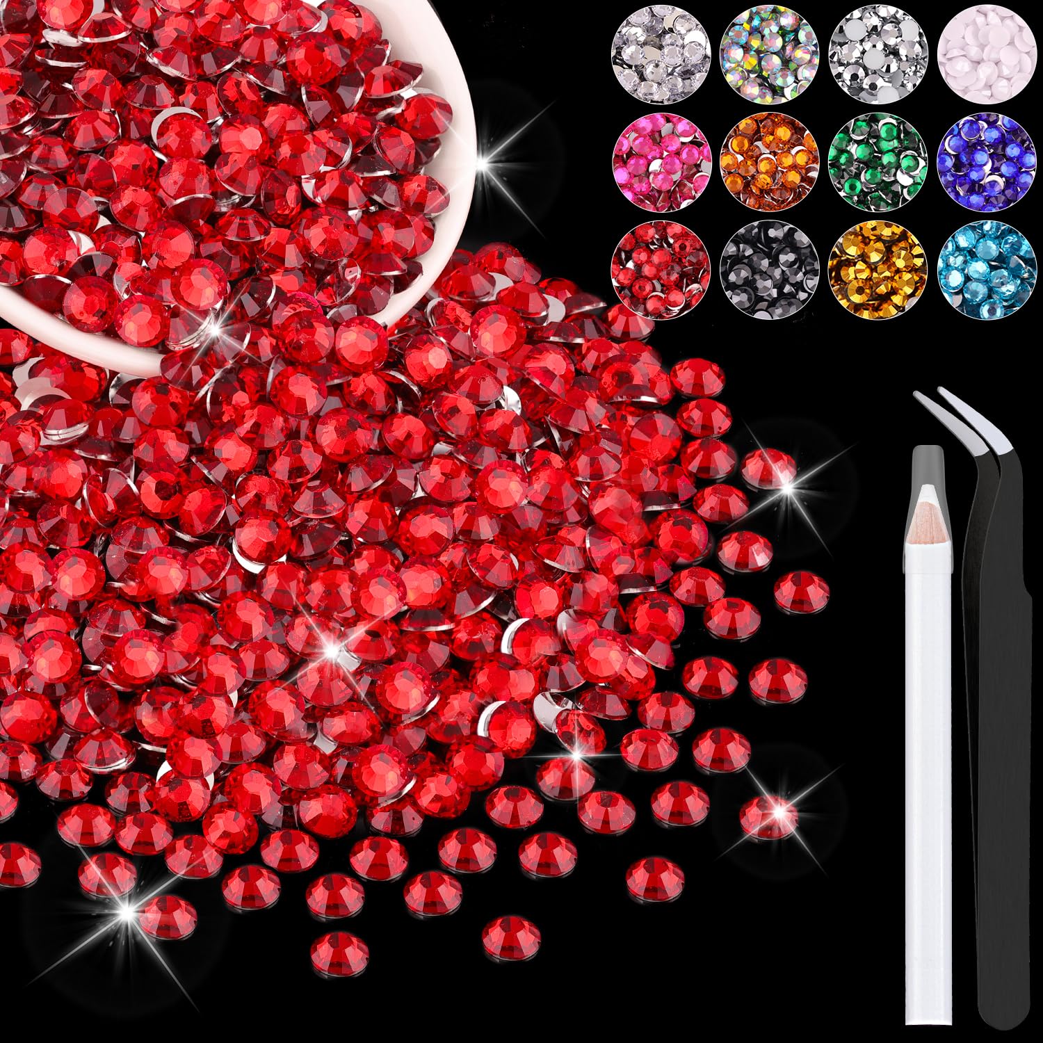 Amazon.com: 4000PCS 4mm Resin Rhinestones in Bulk (Red), Bedazzling ...