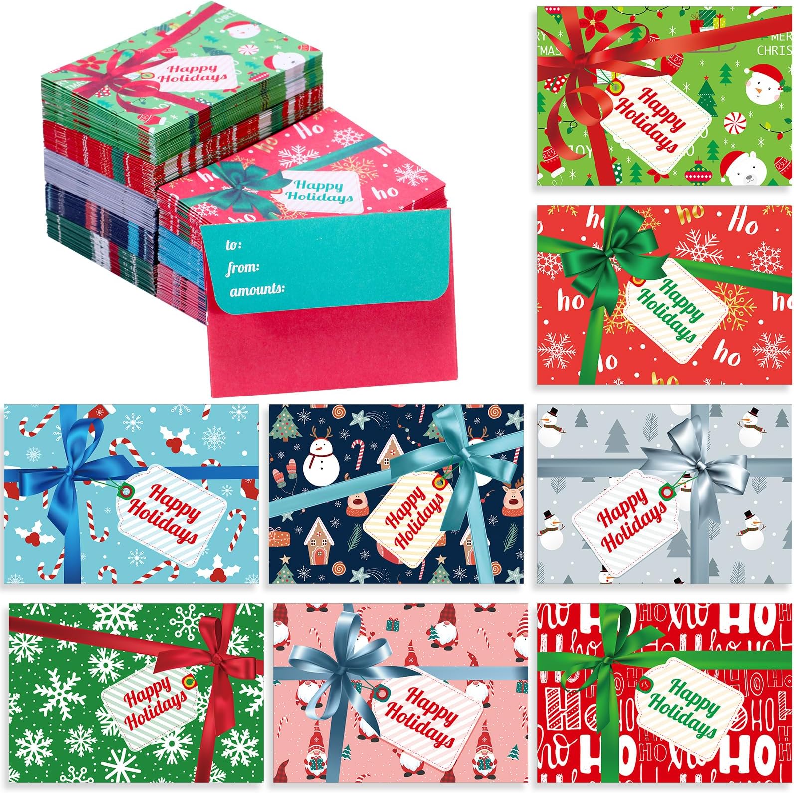 Amazon.com : Cholemy 200 Pcs Christmas Gift Card Envelopes Cute ...