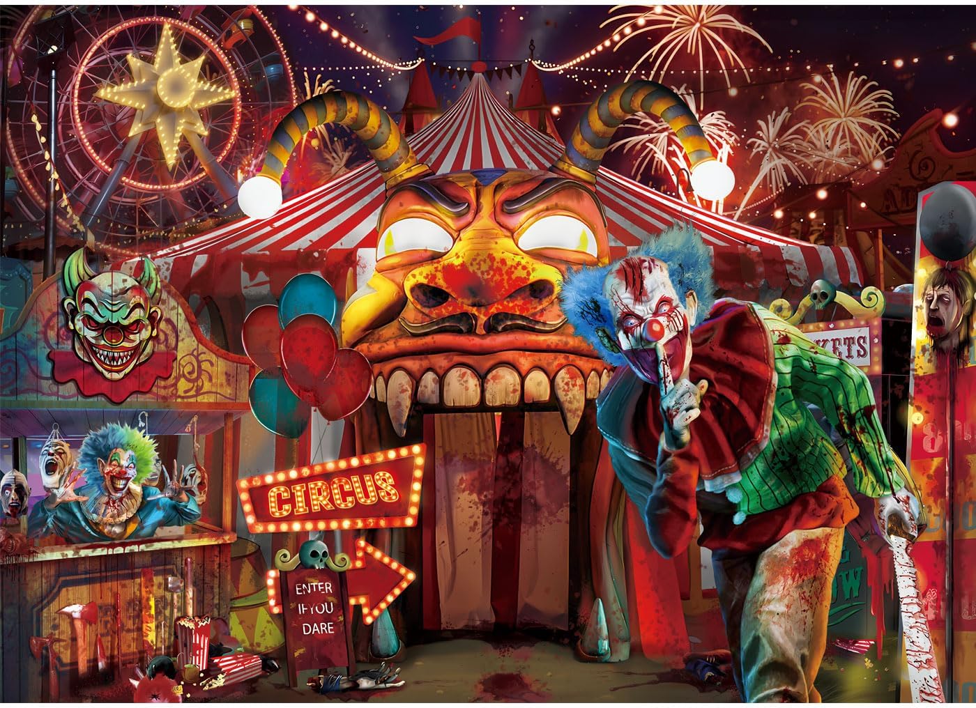 Amazon.com : Tatuo Halloween Circus Photography Backdrop 6x4 ft Creepy ...