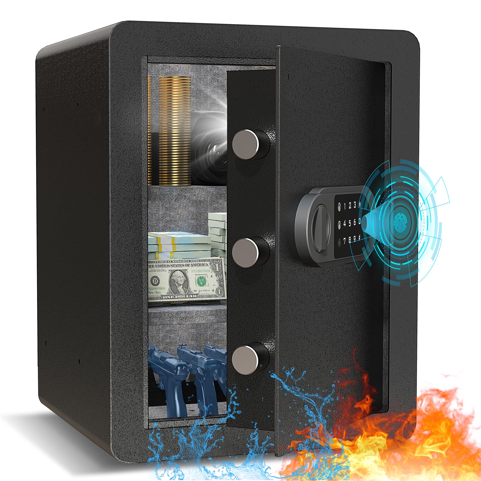 (Missing keys)Biometric Safe Box, Fireproof Gun Safe Cabinet with Gun ...