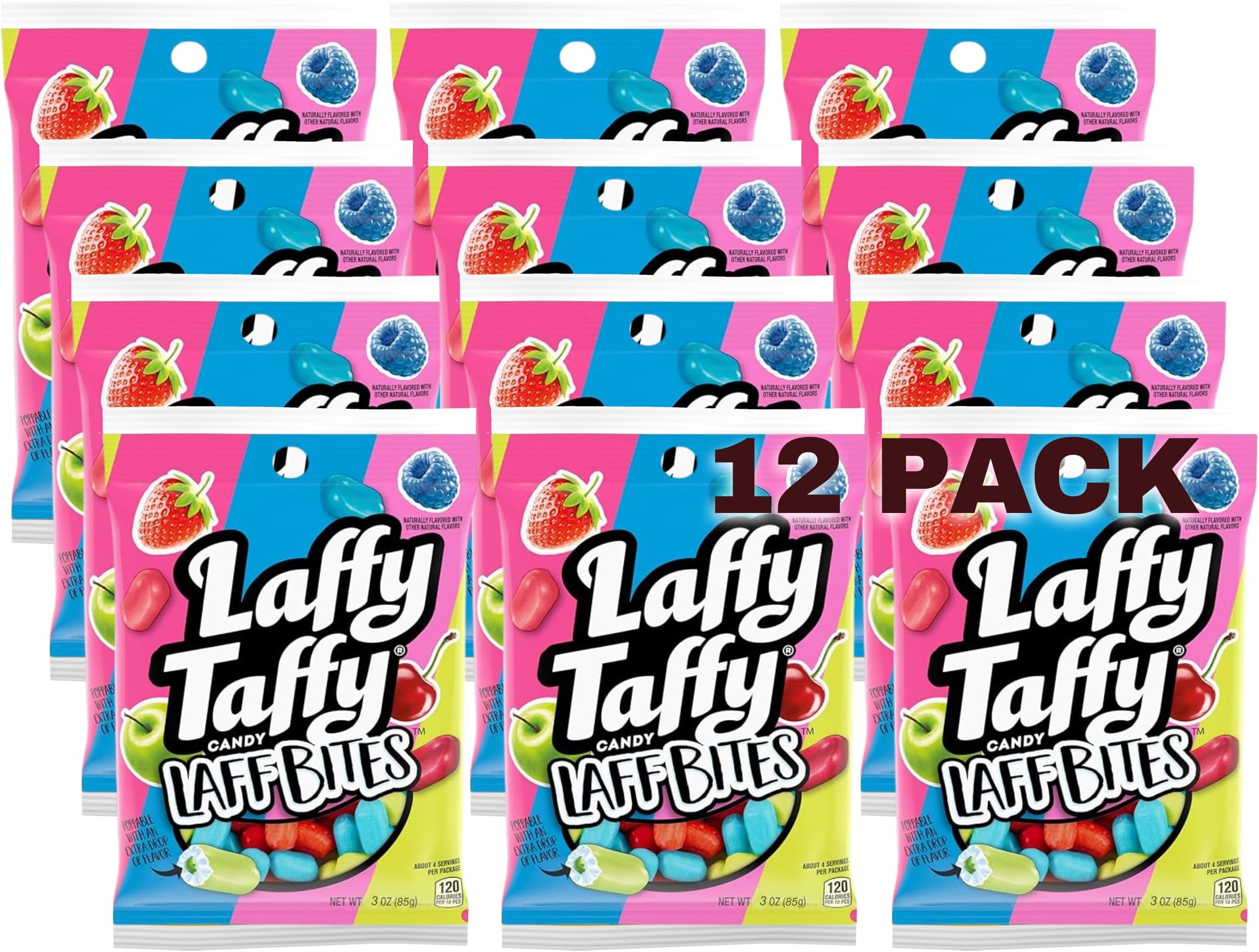 Amazon.com : Kidu Taffy Laff Bites Assorted Flavors 3 Ounce Bag - Bulk ...
