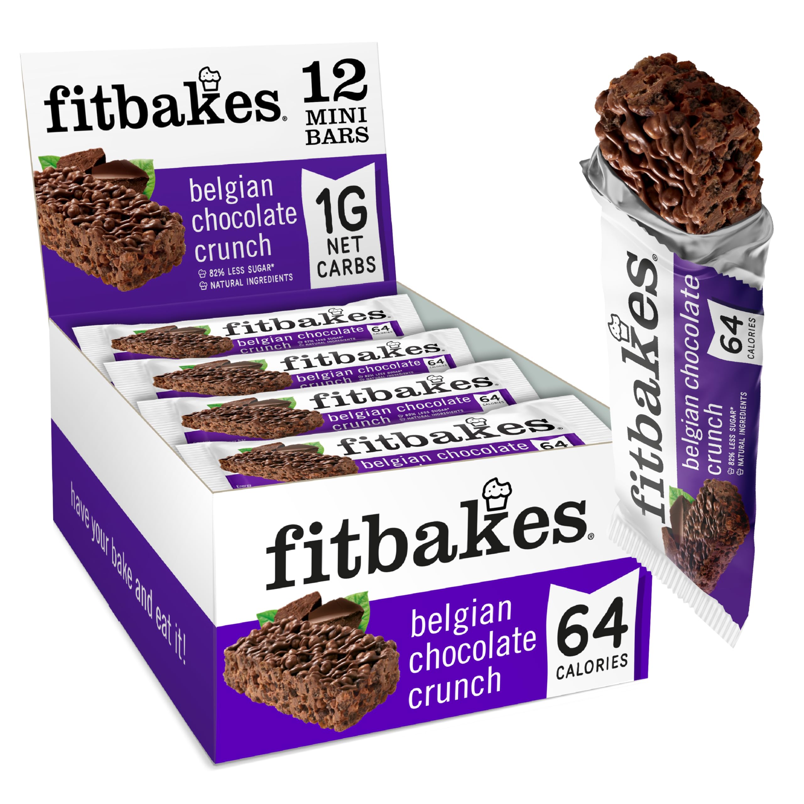 Fitbakes 64 Calories Belgian Chocolate Mini Bars (12x19g) Diabetic ...