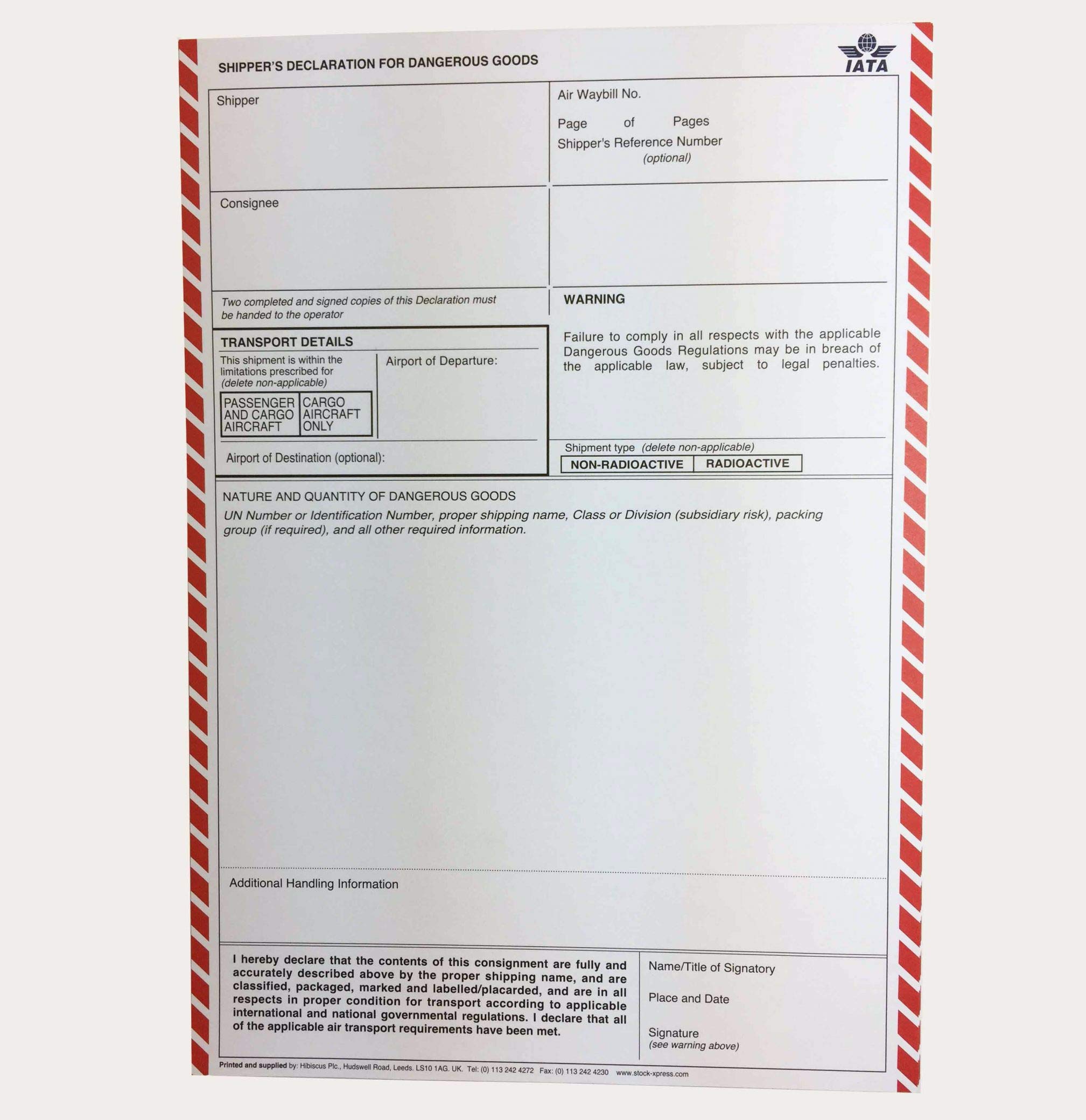 Buy IATA Dangerous Goods Declaration Sheet | Pack of 10 | IATA ...
