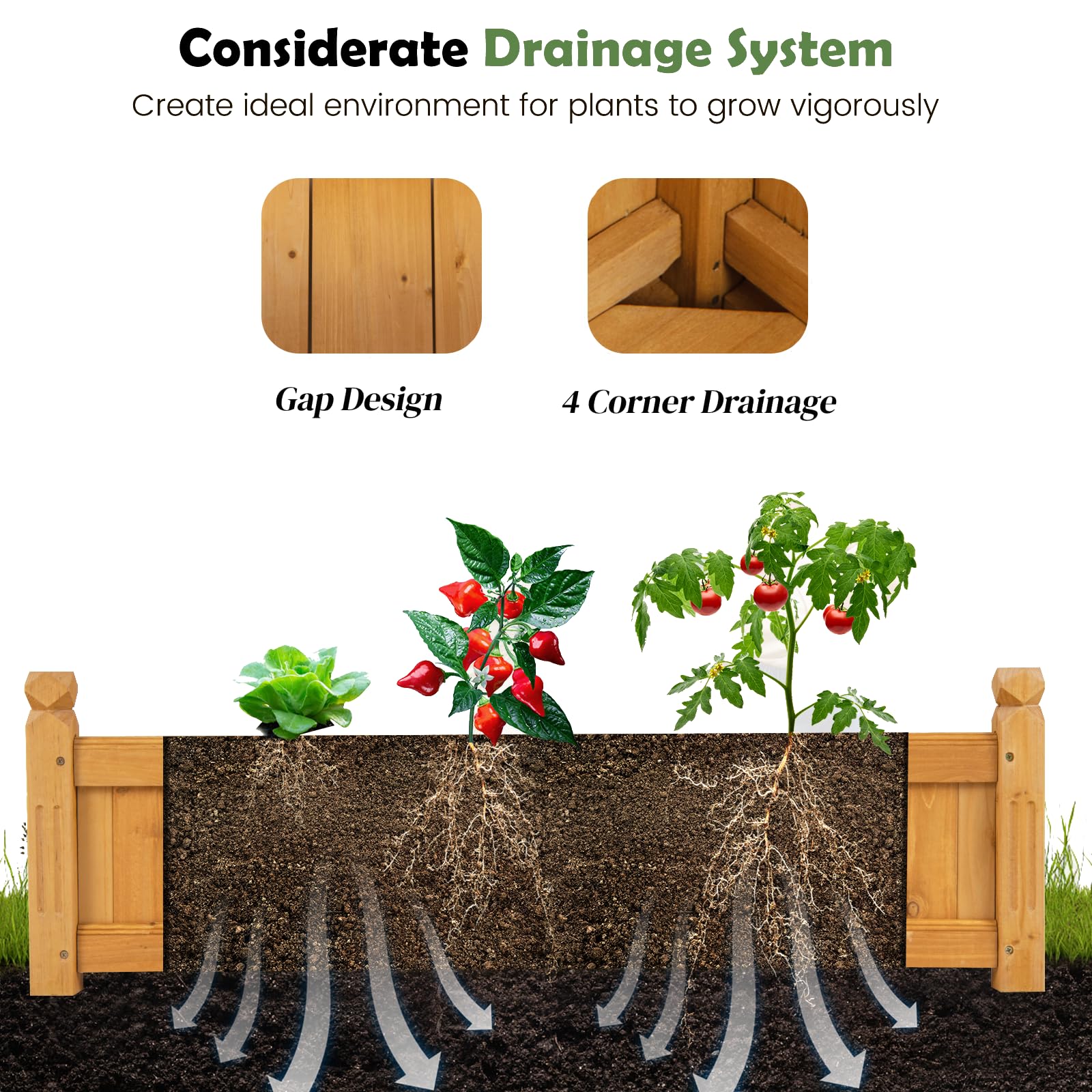 Planter Box Drainage System Galvanized Raised Garden Bed Elevated