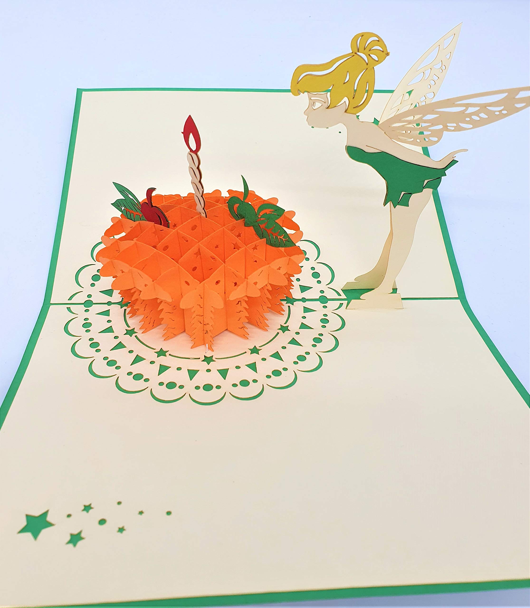 Buy Handmade 3D popup 1st birthday card Tinkerbell cake candle ...