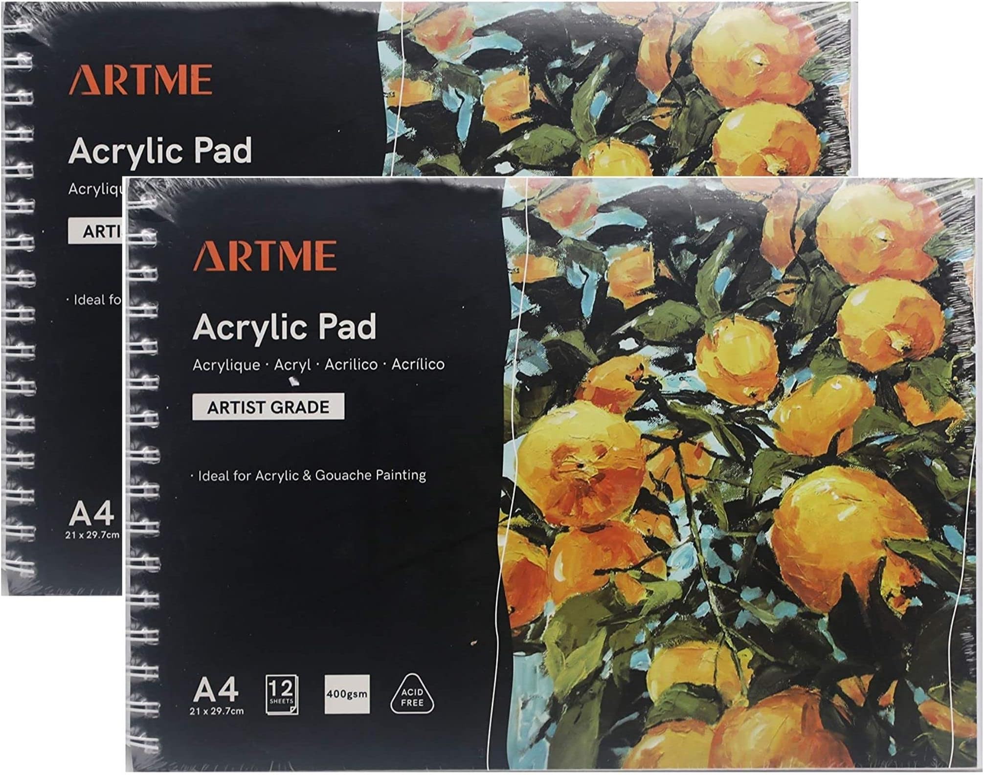 Artme A4 Acrylic Pad (2 Pack) - 12 Sheets/ 400gsm Extra Heavyweight ...