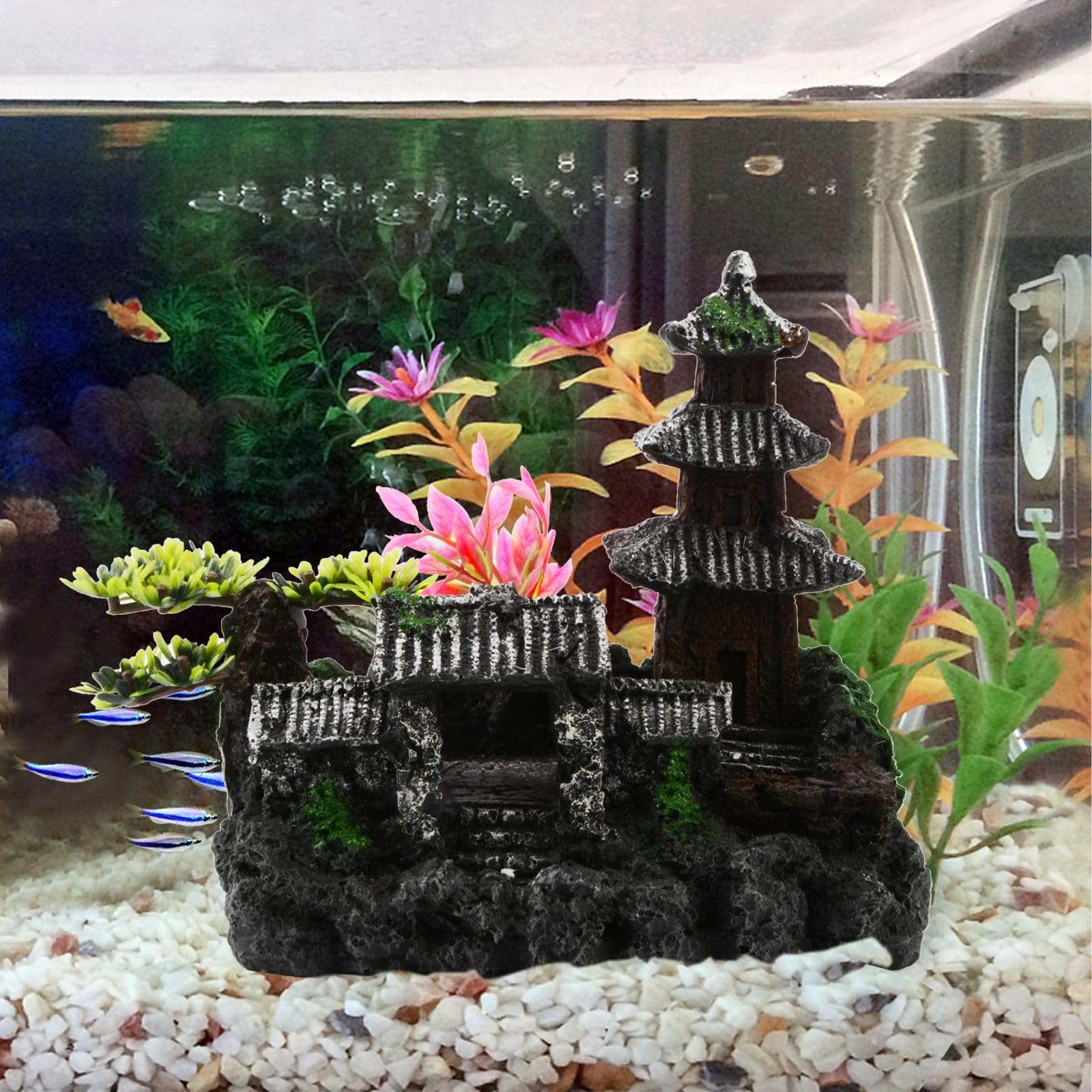 Oriental House Design Fish Tank New Chinese Style Bullet Fish Tank