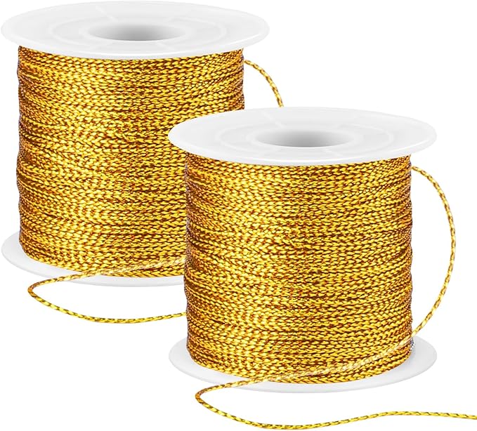 Amazon.com: 262 Yards/787 Feet Metallic Cord Gold Twine, 2 Spool 1mm ...