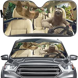 Amazon.com: Sloth Auto Sunshade for Car Truck SUV-Blocks Front ...