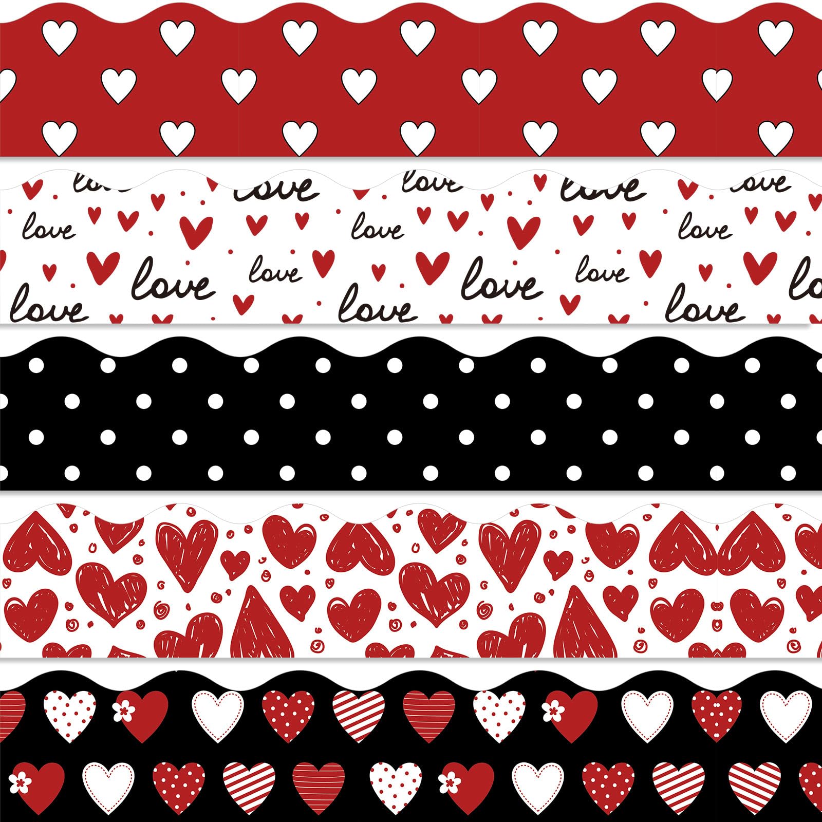Amazon.com: Whaline 69Ft Valentine's Day Bulletin Board Borders Red ...