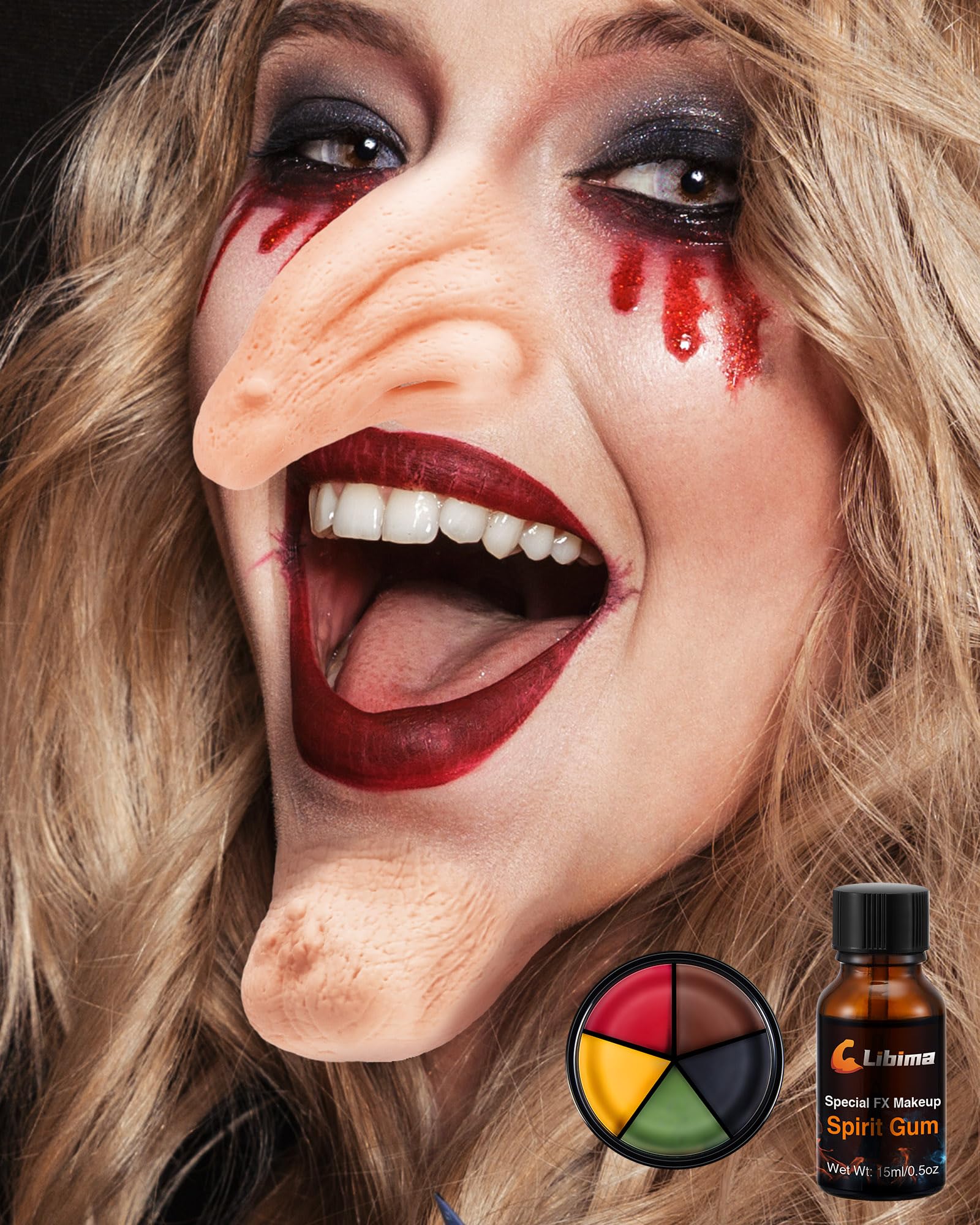Amazon.com: Libima Halloween Witch Nose and Chin Prosthetic Set ...