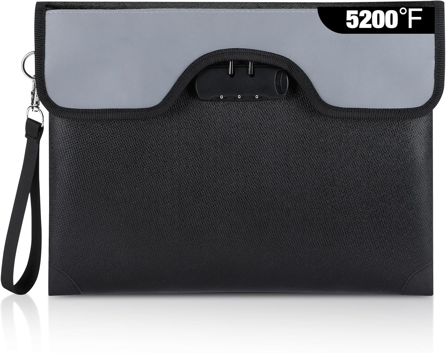 Fireproof Document Bag with Lock,5200°F Heat Insulated,14“x10.2 ...