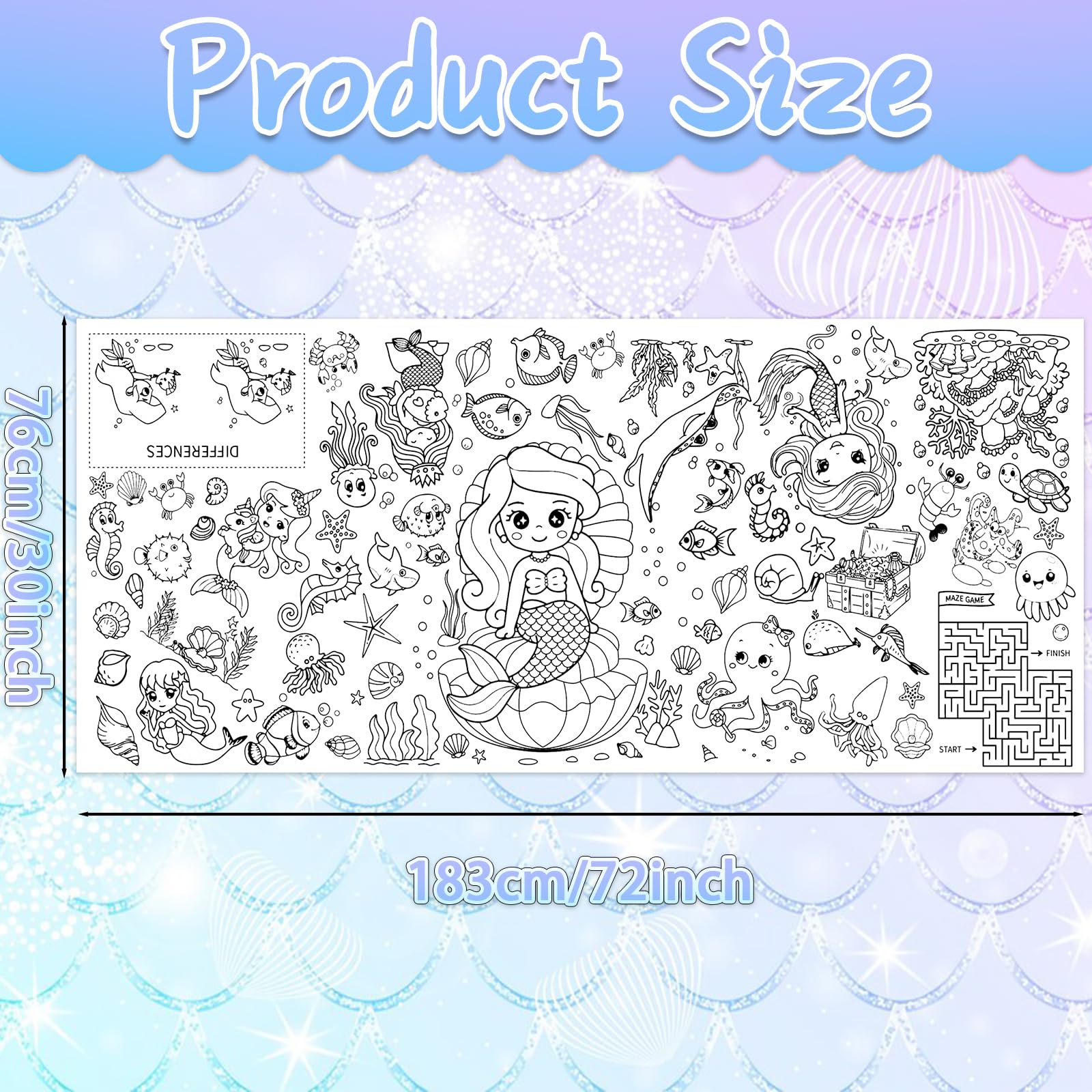 Snapklik.com : Mermaid Giant Coloring Poster, 72 X 30 Inches Large ...