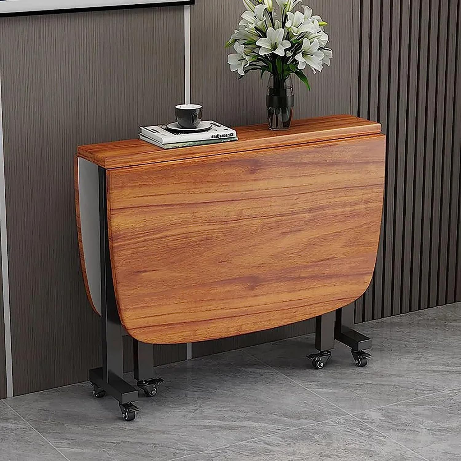 RAYACO Modern Rectangular Drop-Leaf Foldable Dining Table, 120*70cm ...
