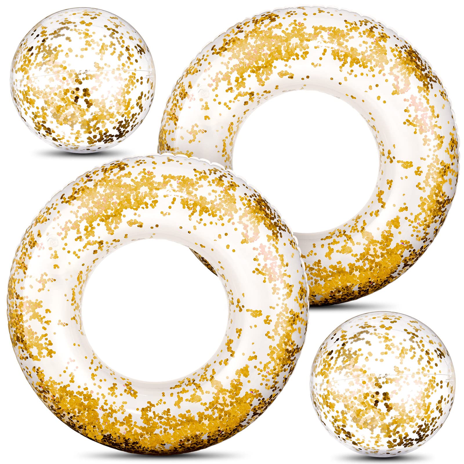 Amazon.com: 4 Pieces Inflatable Glitter Pool Float Tube Confetti Swim ...