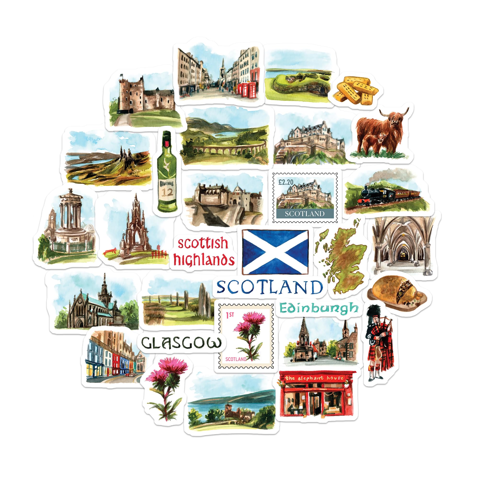Amazon.com: Navy Peony Spectacular Scotland Travel Stickers (31pcs ...