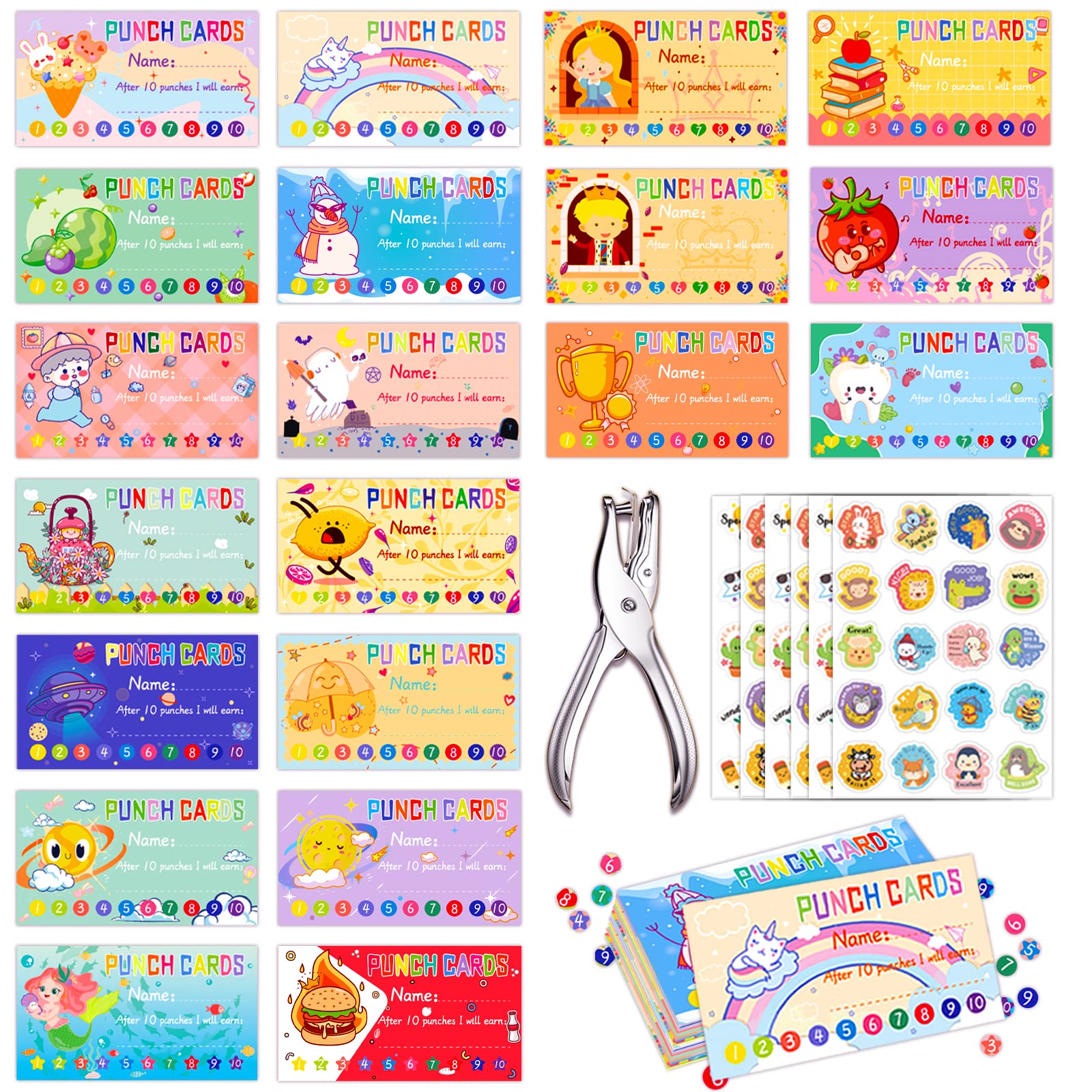 Amazon.com : 160 PCS Punch Cards for Classroom with Hole Puncher ...