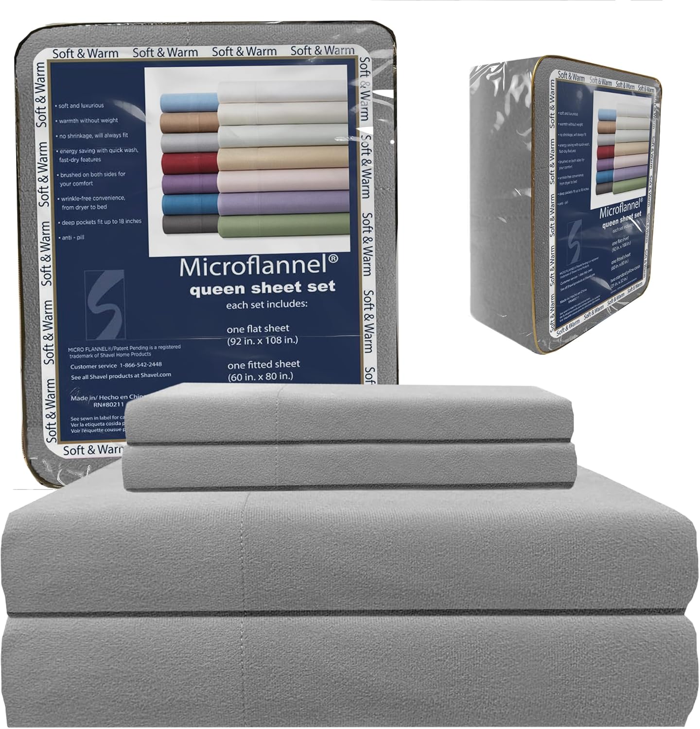 Amazon.com: Thermee Micro Flannel Sheets Set, Queen-Size Sheet Set ...