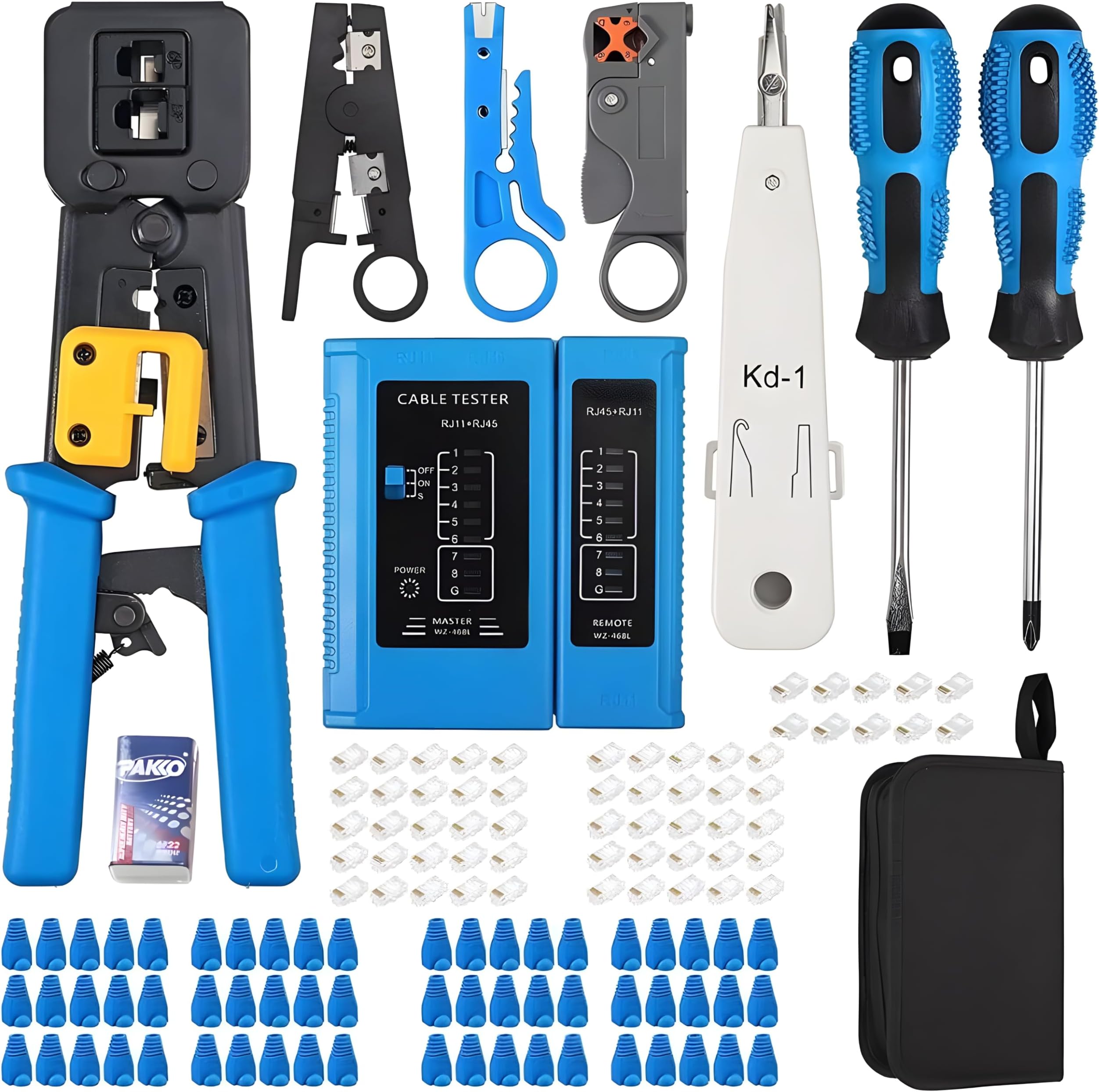 Brileine RJ45 Crimp Tool Pass Through Ethernet Crimper Cat5 Cat5e CAT6 ...