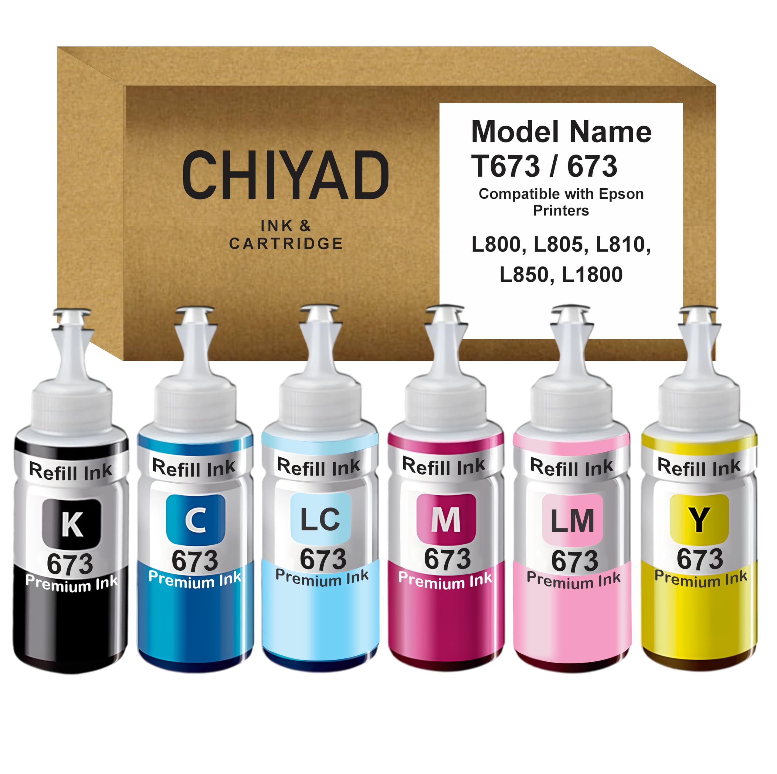 CHIYAD T673 Compatible Refill Ink for Epson L805, L800, L1800, L810 ...